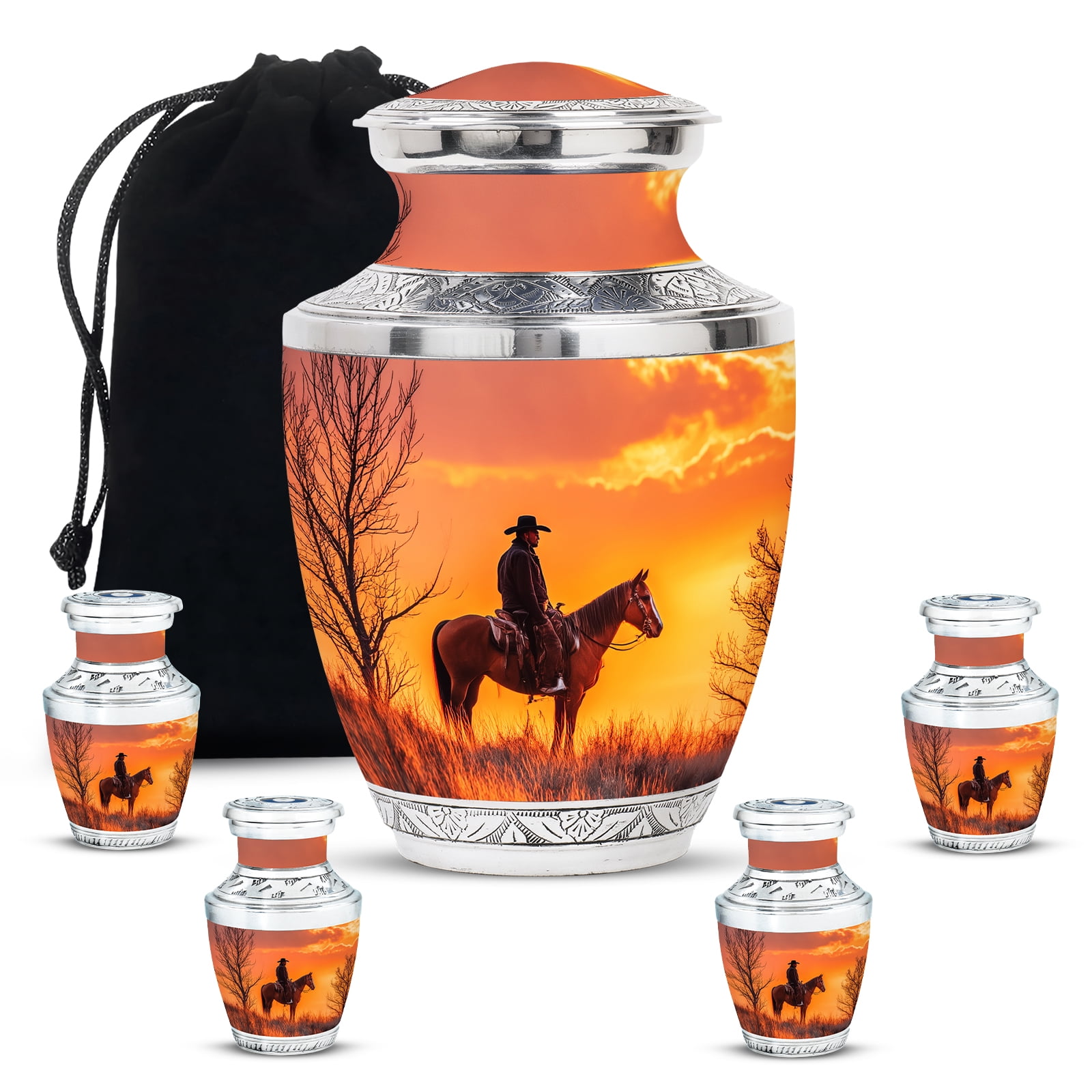KARYLIZ Cowboys Keepsake Urns For Human Ashes Set, Cremation Funeral ...