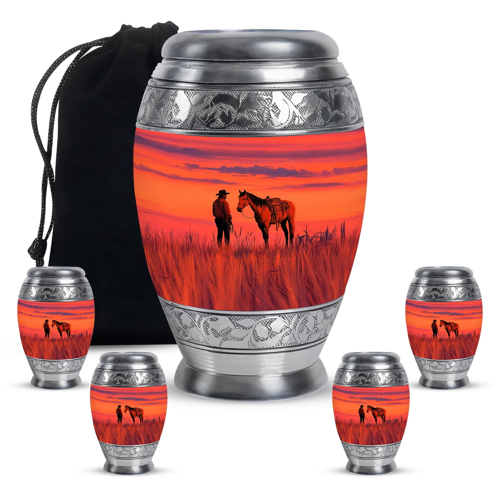 KARYLIZ Cowboys Mini Urns For Human Ashes Set, Cremation Funeral Urn ...