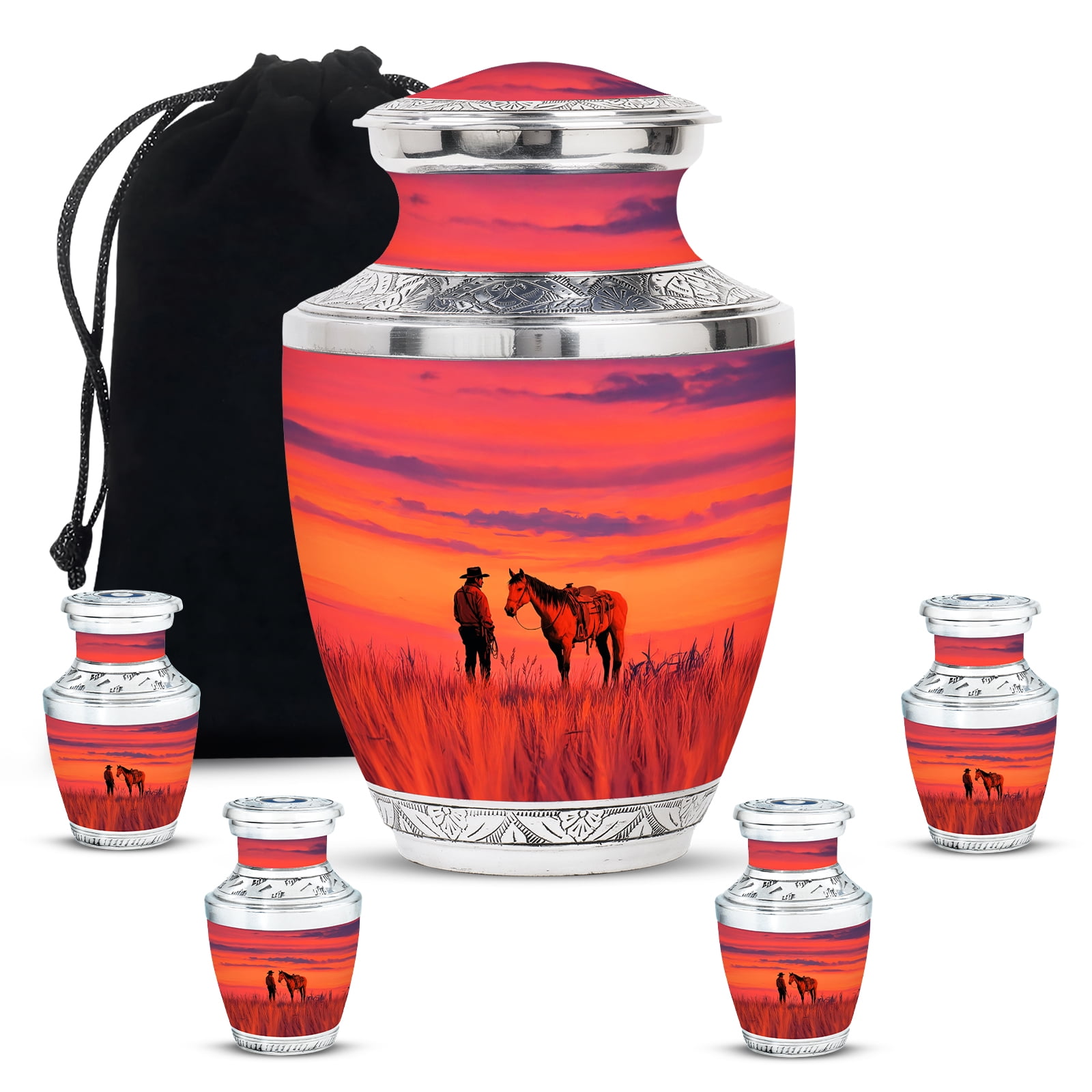 KARYLIZ Cowboys Small Urns For Human Ashes Keepsake, Cremation Funeral ...