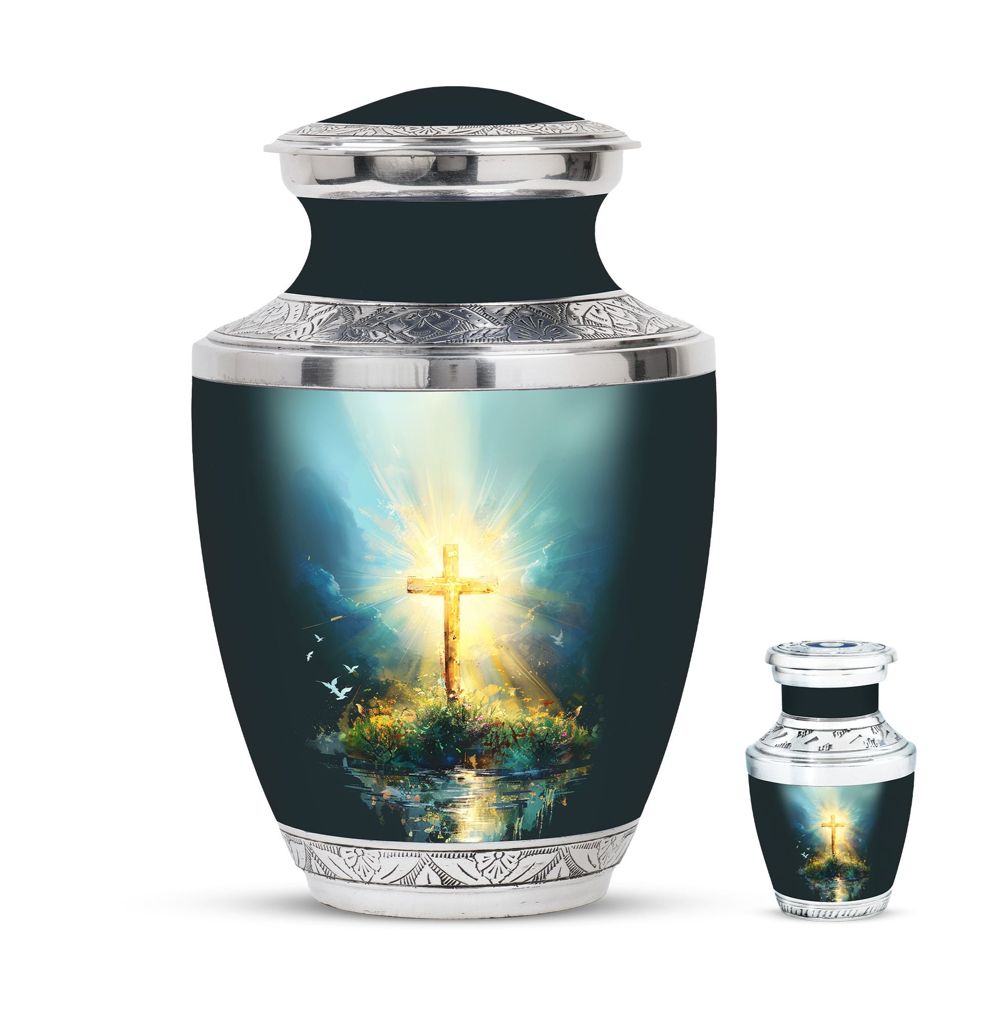 KARYLIZ Cross Memorial Urn for Human Ashes - Combo 1 Large Urn & 4 ...