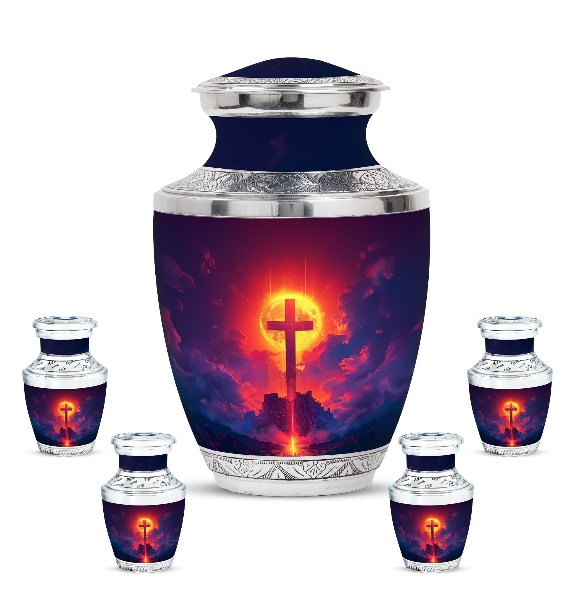 KARYLIZ Cross Memorial Urn for Human Ashes - Decorative Urn for Ashes ...