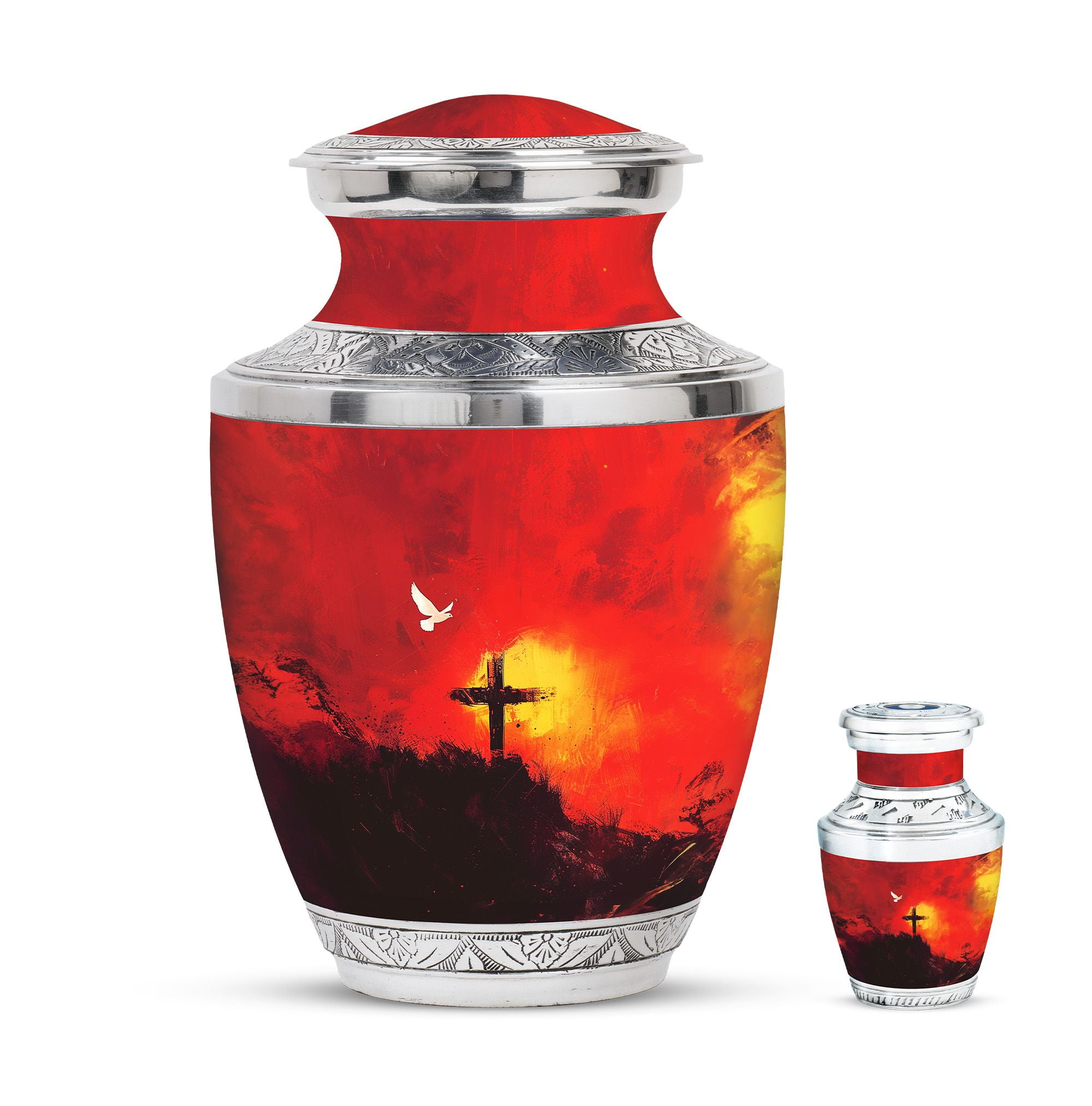 KARYLIZ Cross Urns 1 Large Urn & 4 Small Urn - Burial Urn for Adult Human Ashes - Cremation for ...