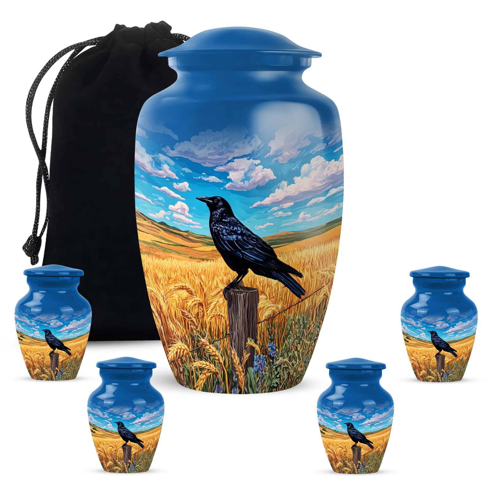 KARYLIZ Crow Cremation Keepsake Urns For Human Ashes Men & Women ...