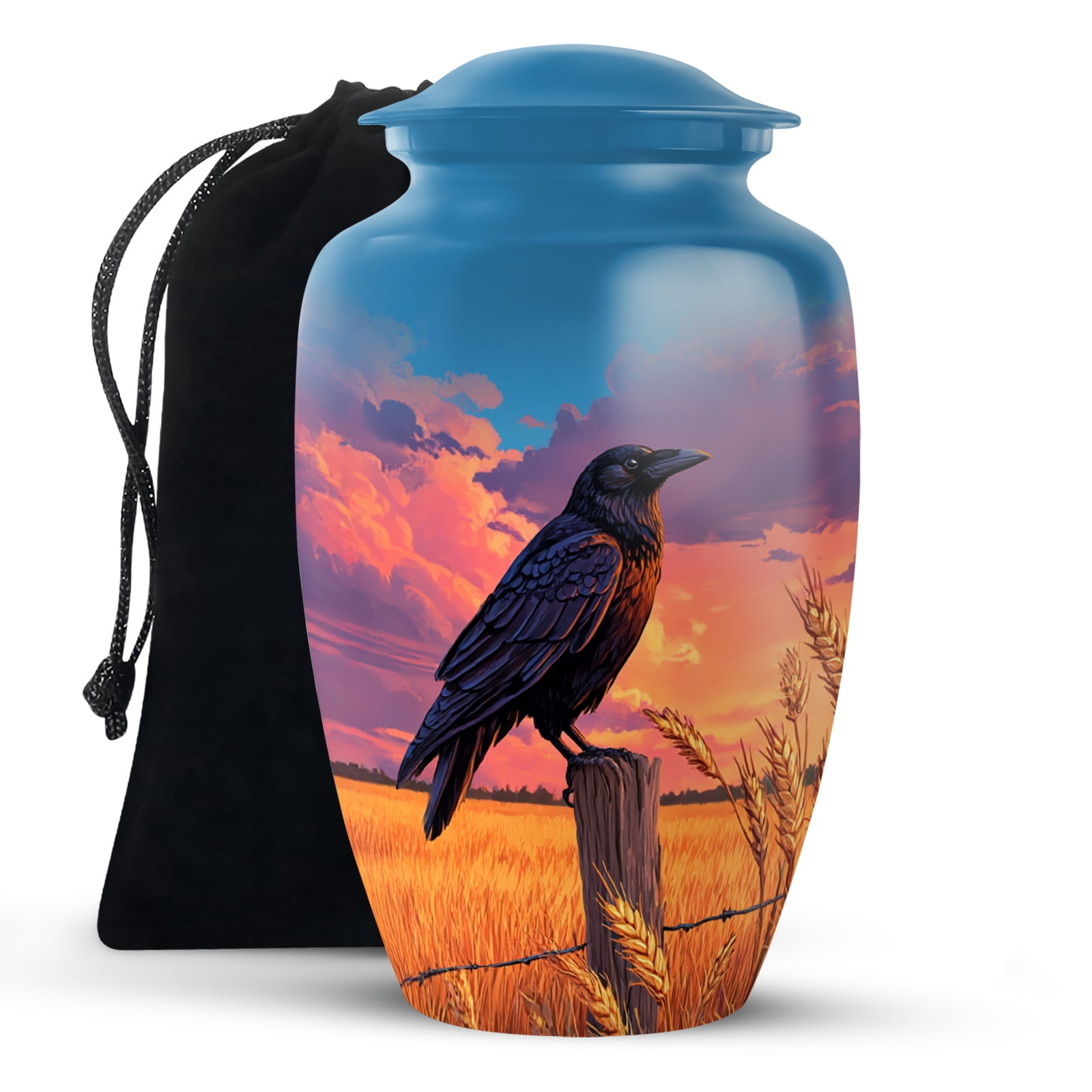 KARYLIZ Crow Cremation Large Funeral Urns For Adult Ashes Women - Raven ...