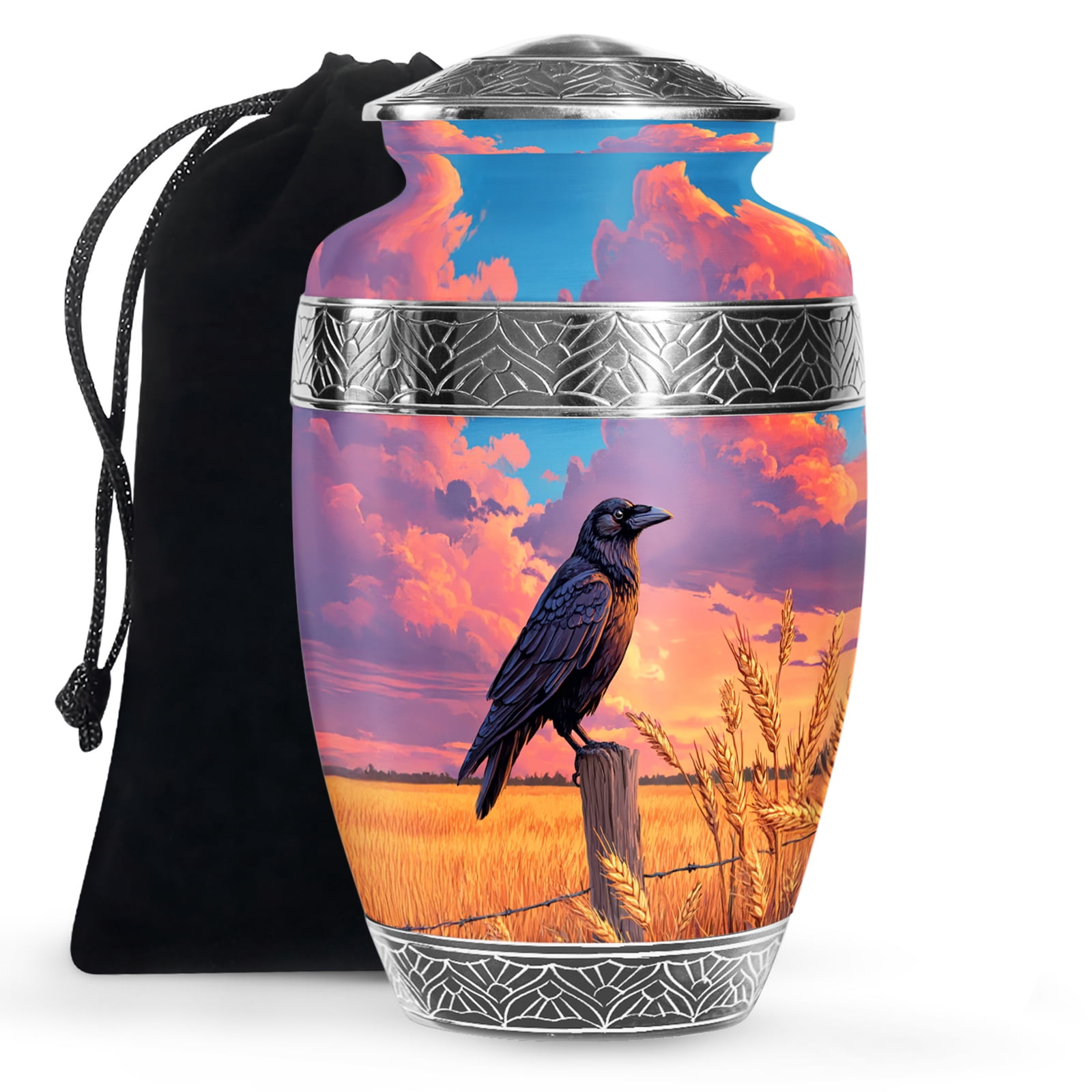 KARYLIZ Crow Cremation Urn For Ashes For Women & Men - Raven at Sunset ...