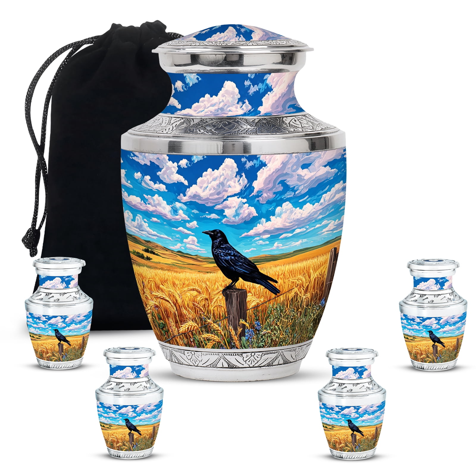 KARYLIZ Crow Cremation Urns - Funeral Urns For Human Ashes Adult Man ...