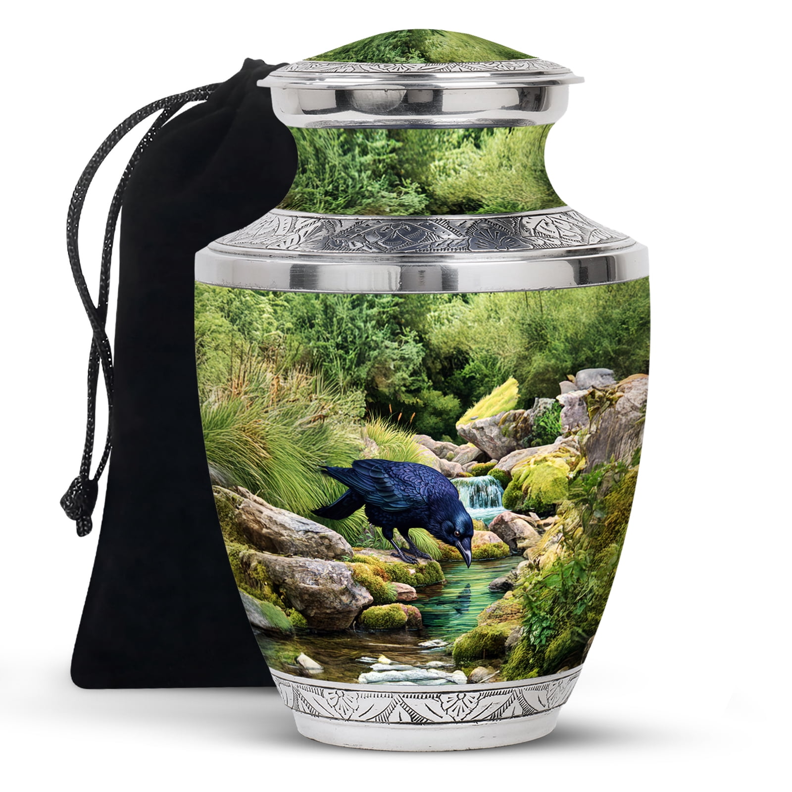 KARYLIZ Crow in Forest Urn For Ashes Adult Female - Mountain Cremation ...