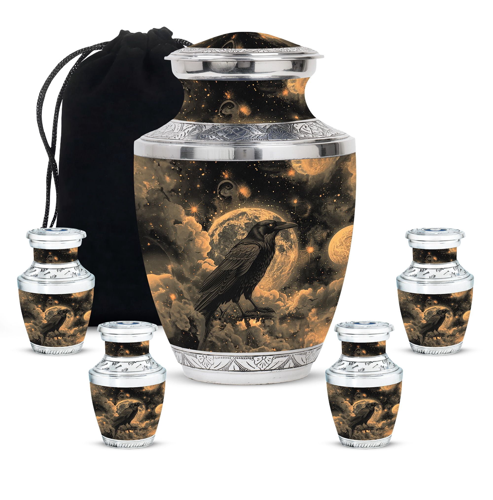 KARYLIZ Crow Urn For Man - Urn for Adult Male - Black Small Urn for ...