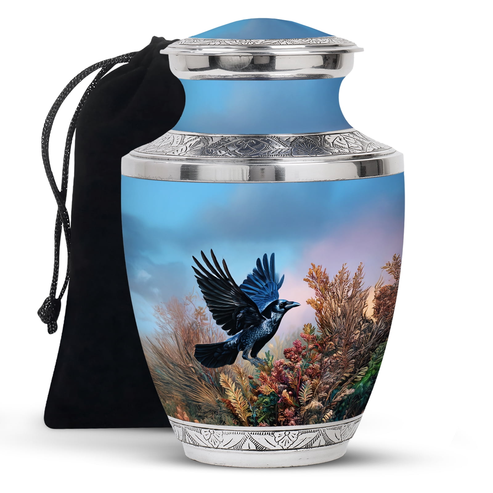 KARYLIZ Crow Urns For Human Ashes Large Adult - Raven over Autumn ...