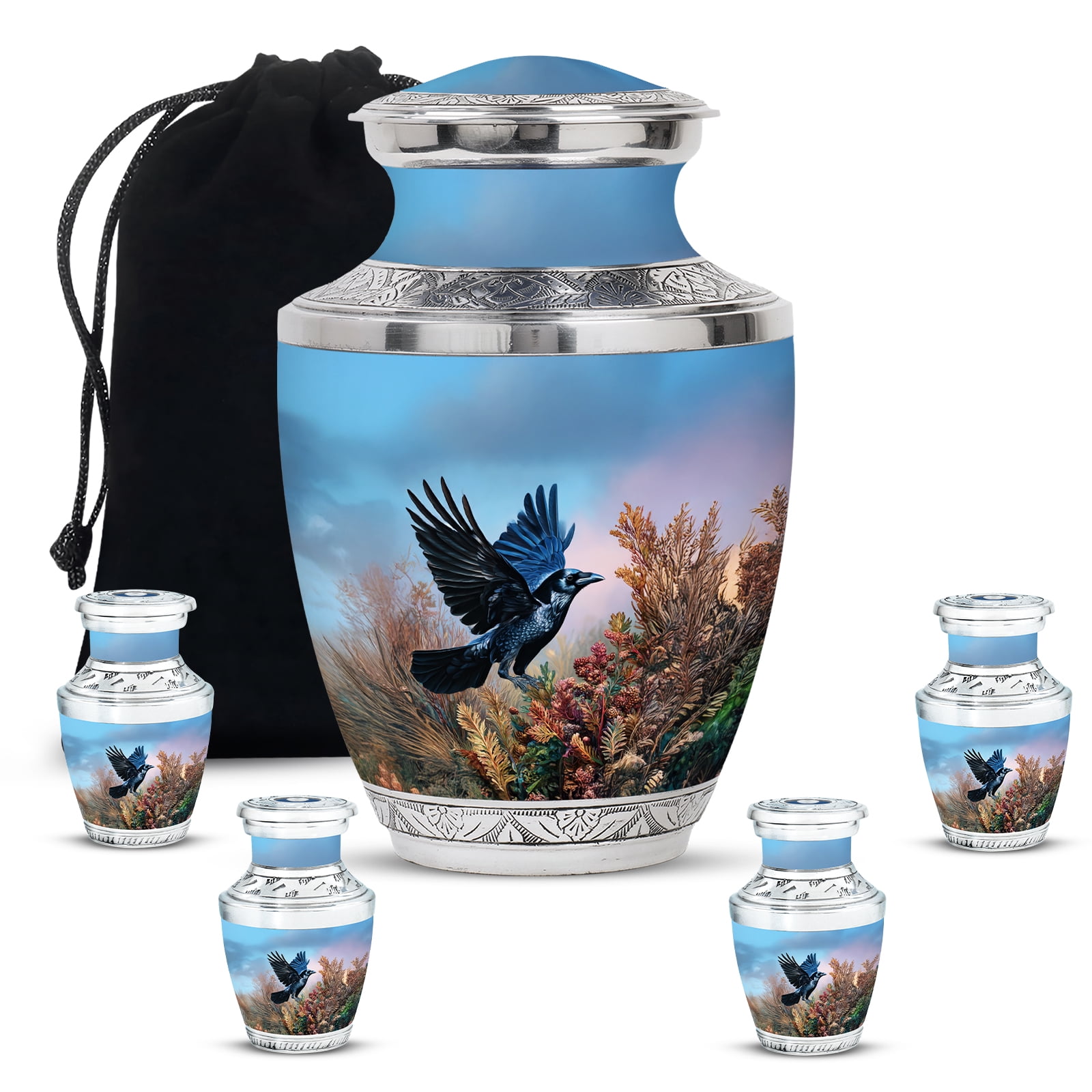 KARYLIZ Crow Urns For Human Ashes - Raven over Autumn Cremation Urns ...
