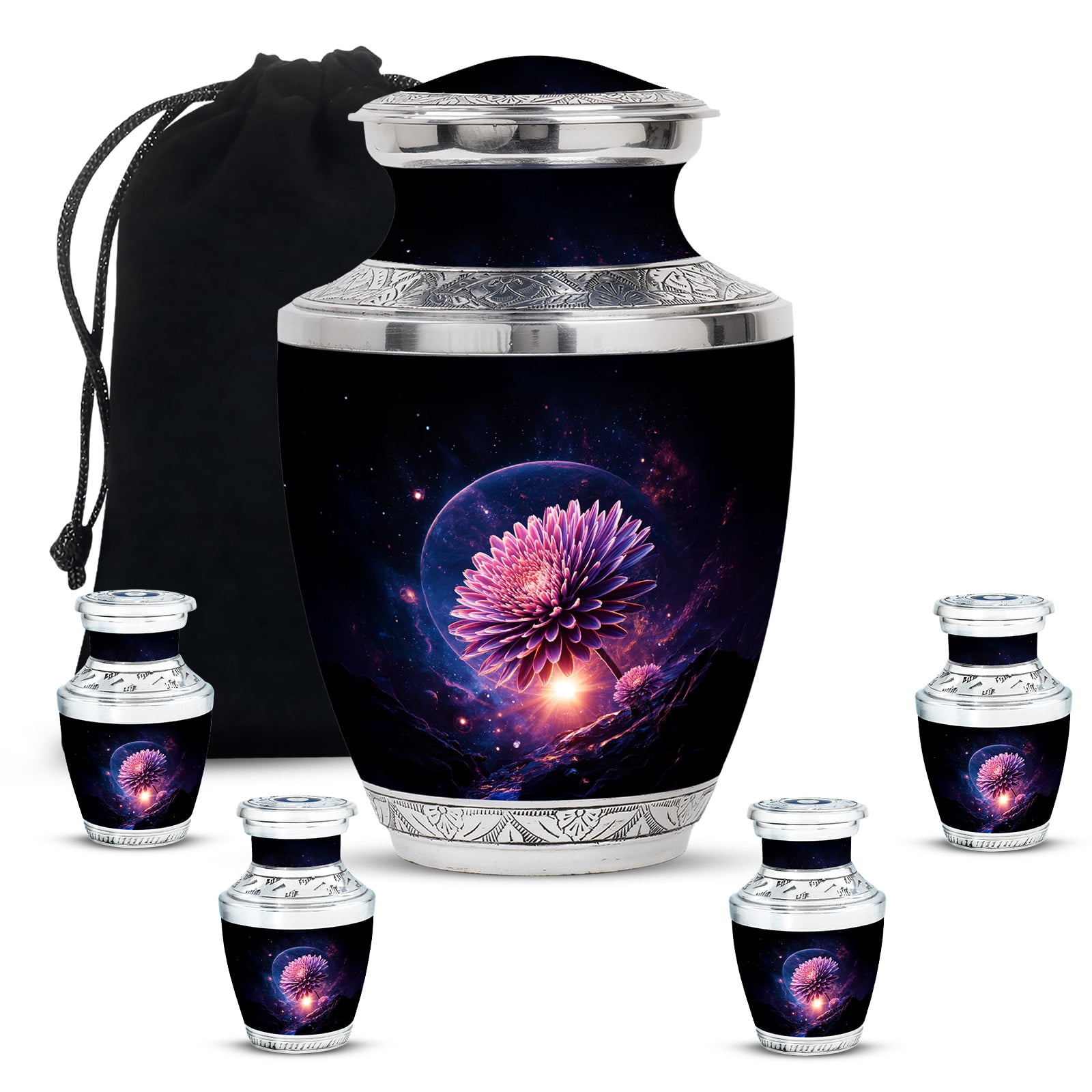 KARYLIZ Daisy Cremation Urns for Human Ashes Adult Female, Mini Blue ...