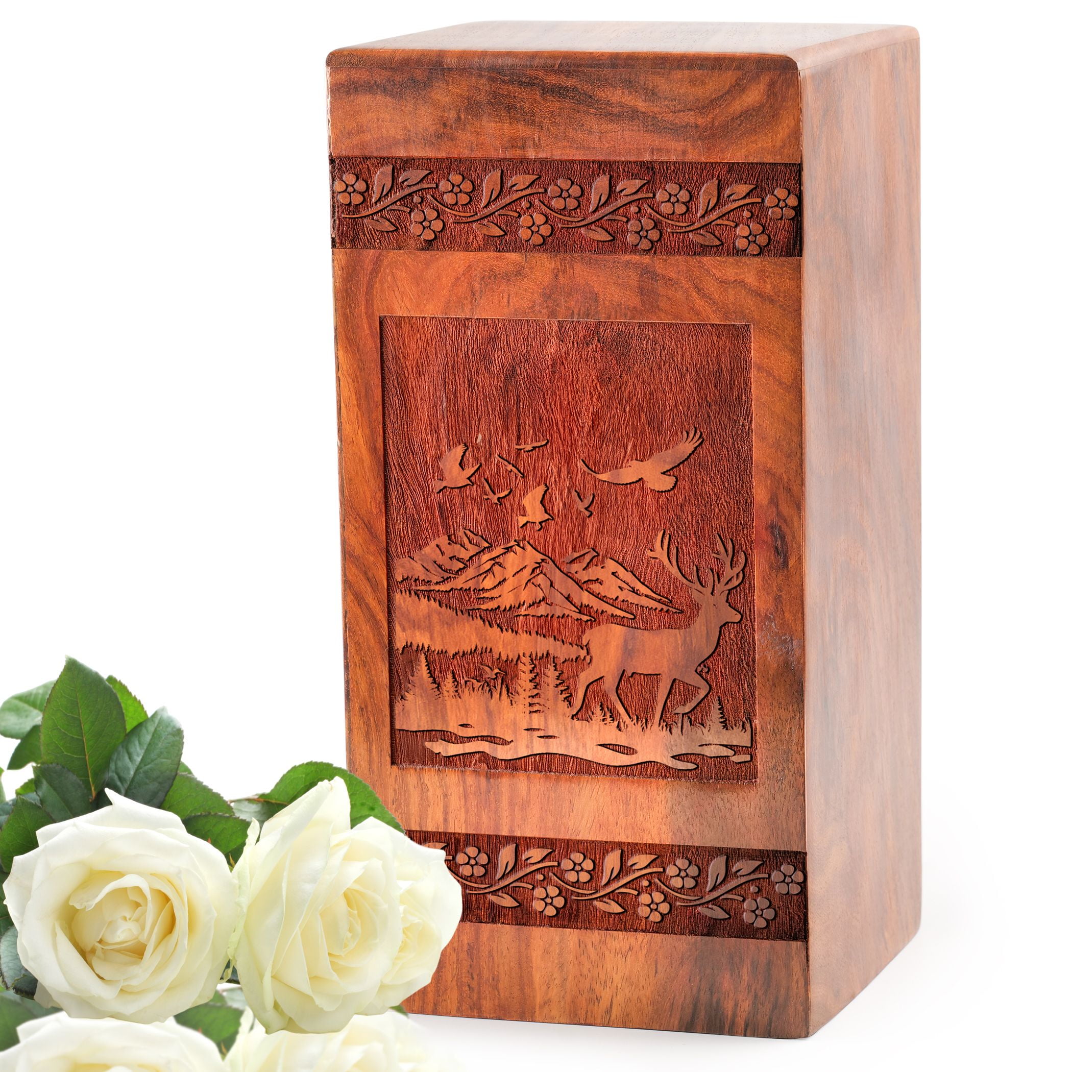KARYLIZ Decorative Deer Urn For Ashes - Urn Wood Box - Decorative ...