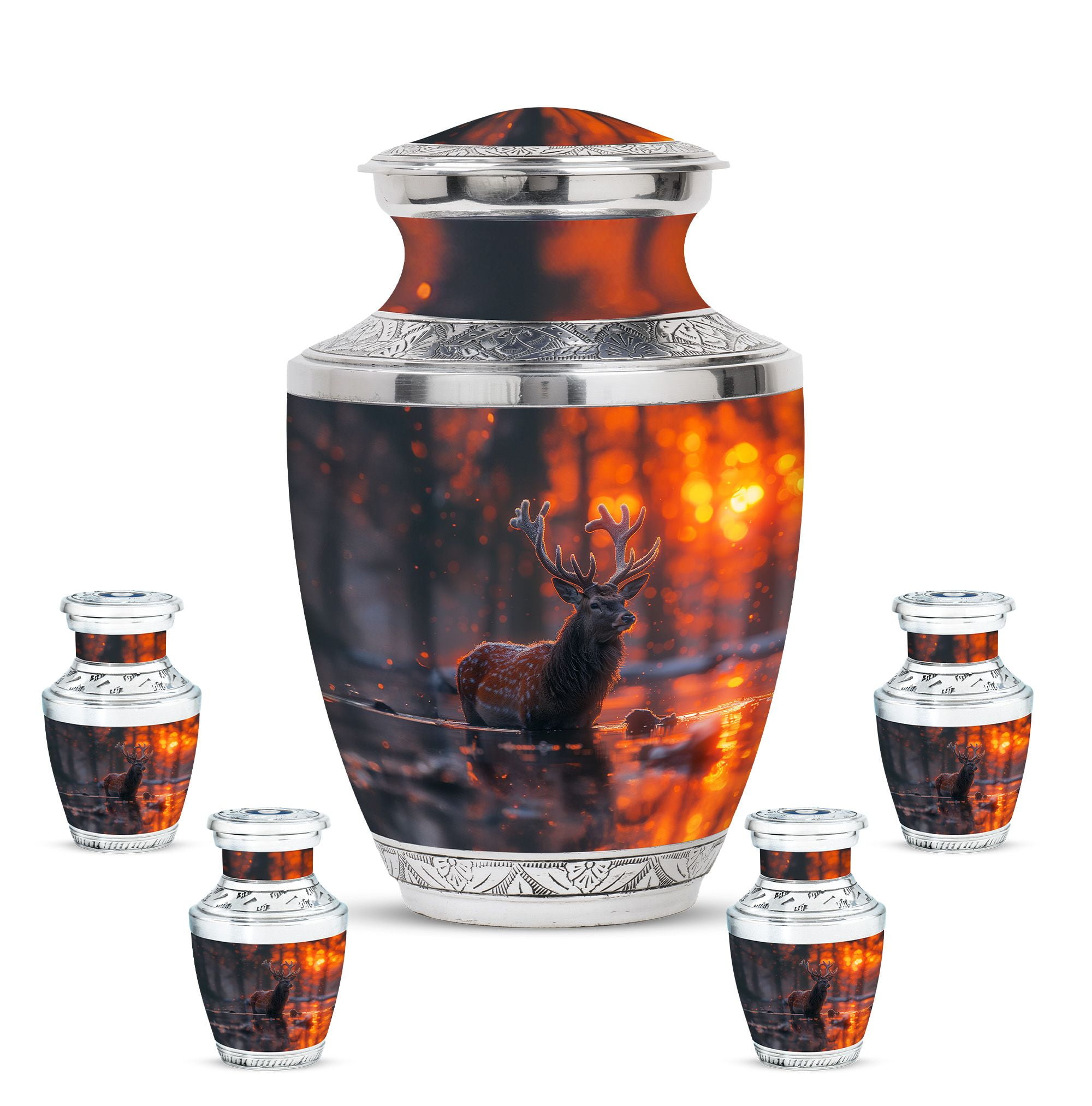 KARYLIZ Deer Large Urn for Human Ashes - 10 Inch & 3 Inch Funeral for ...
