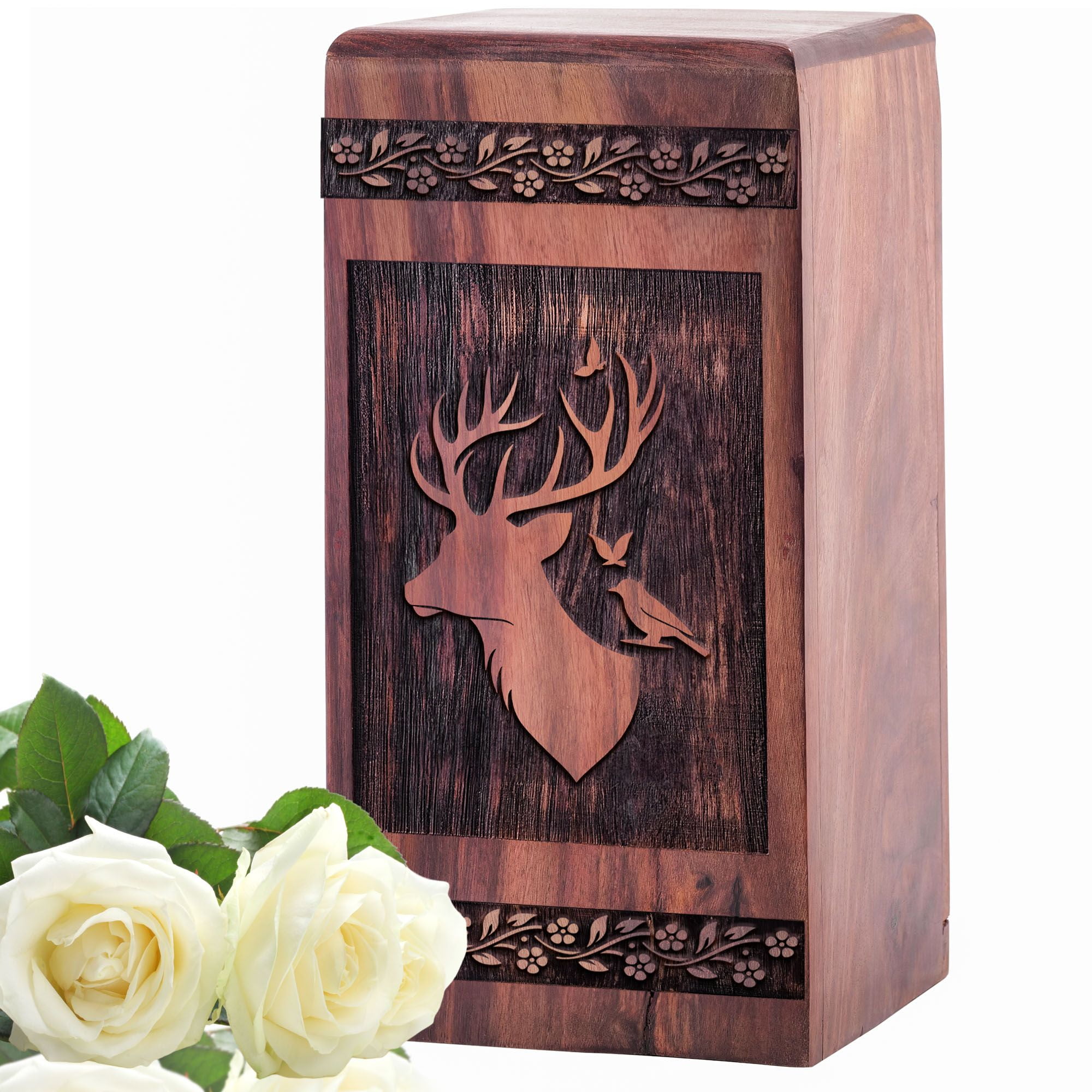KARYLIZ Deer Large Wooden Urn For Human Ashes Adult Male & Female ...