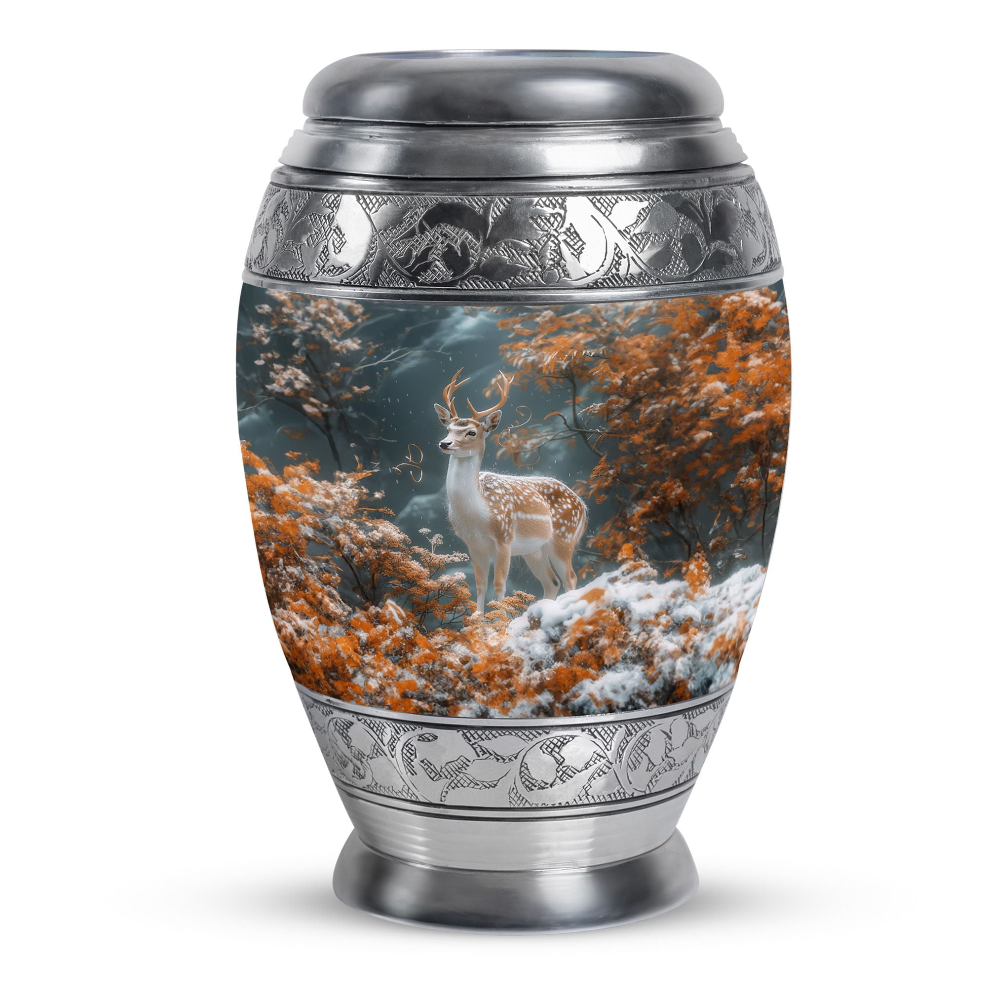 KARYLIZ Deer Over Snow & Forest Urn for Ashes Adult Male - Large ...