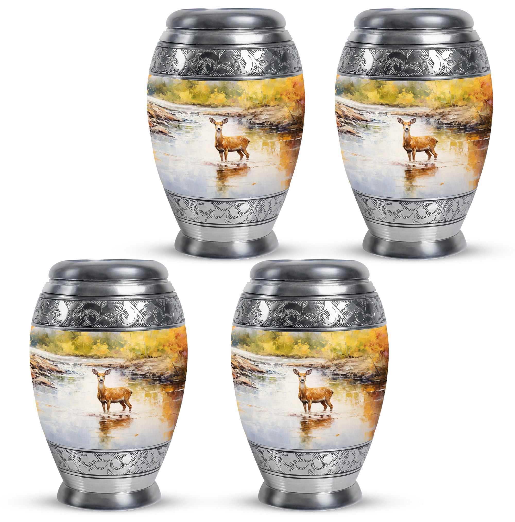 KARYLIZ Deer Urn - Small Urns For Ashes Set Of 4 - River Water ...