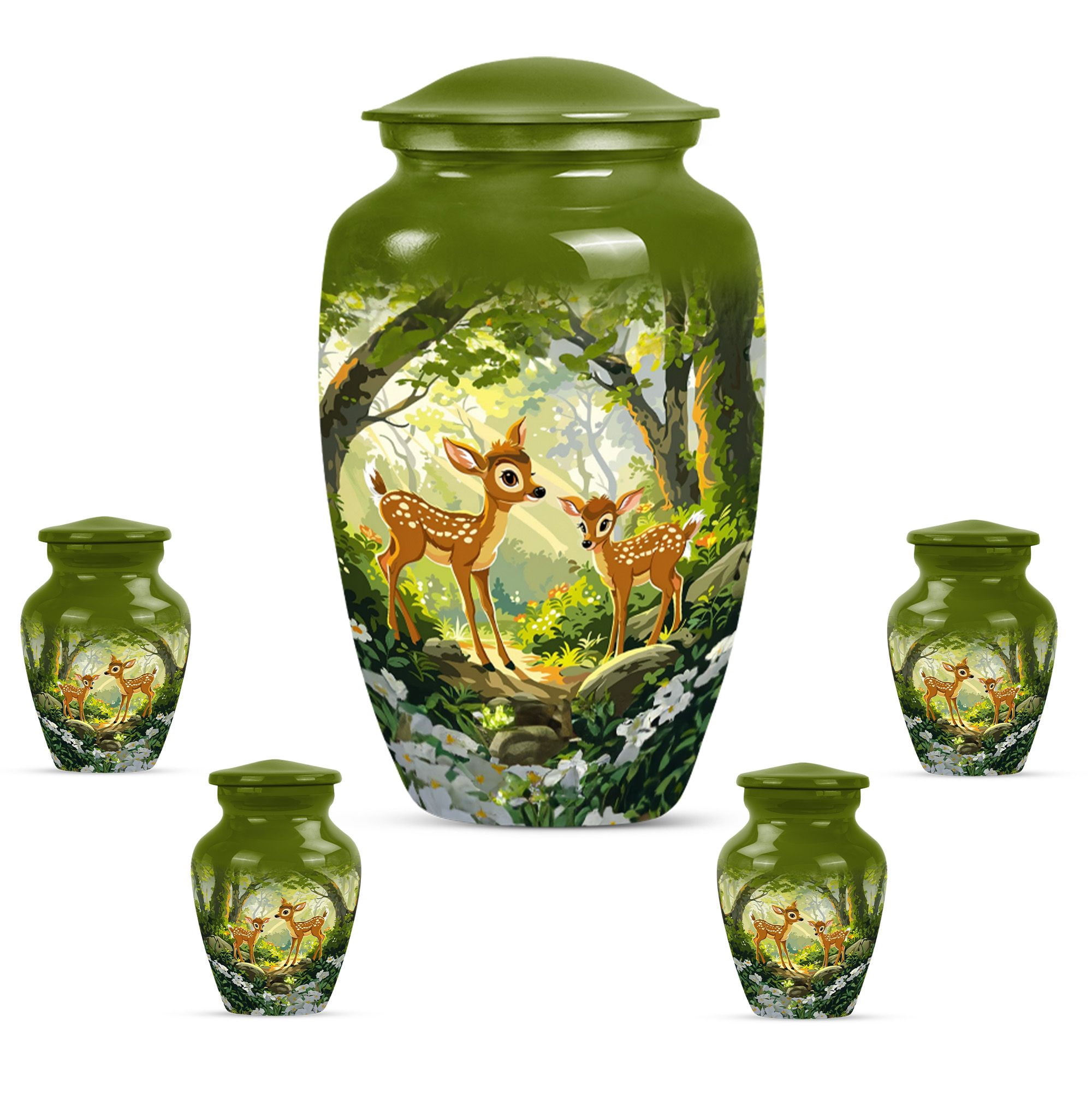 KARYLIZ Deer Urns for Human Ashes Adult - Green Set of 5 Mini 3 ...