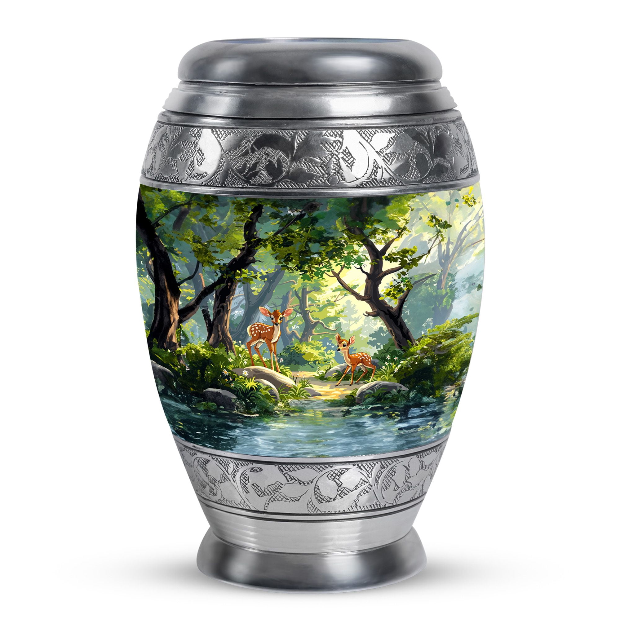 KARYLIZ Deer Urns For Human Ashes Adult Man - Green Forest Large Urns ...