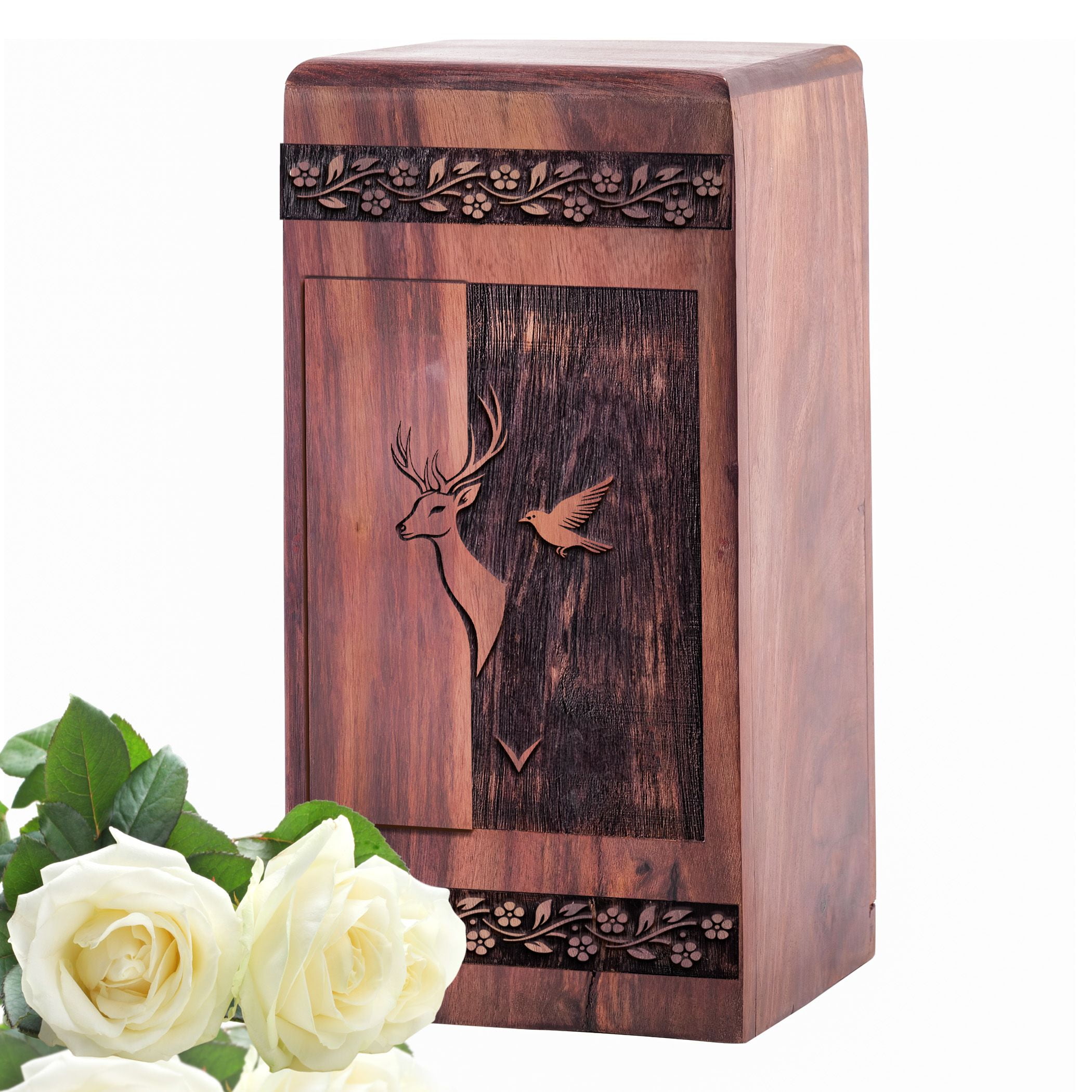 KARYLIZ Deer Wooden Urn - Large Wooden Urn For Ashes Adult Male - Urns ...