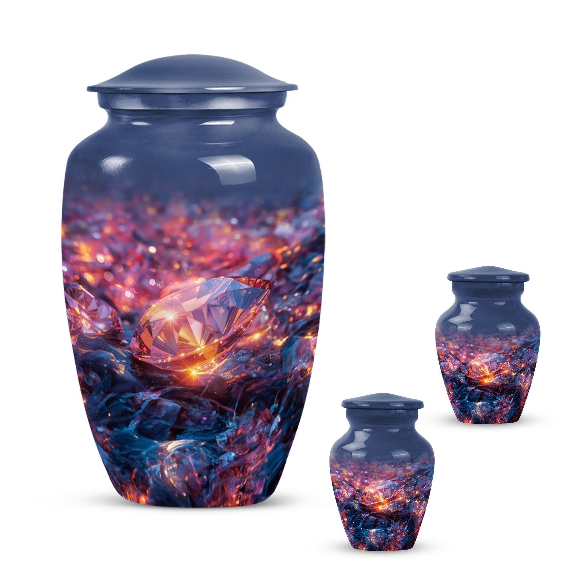KARYLIZ Diamond Urns Set, 1 Large Urn And 2 Small Urns For Human Ashes ...