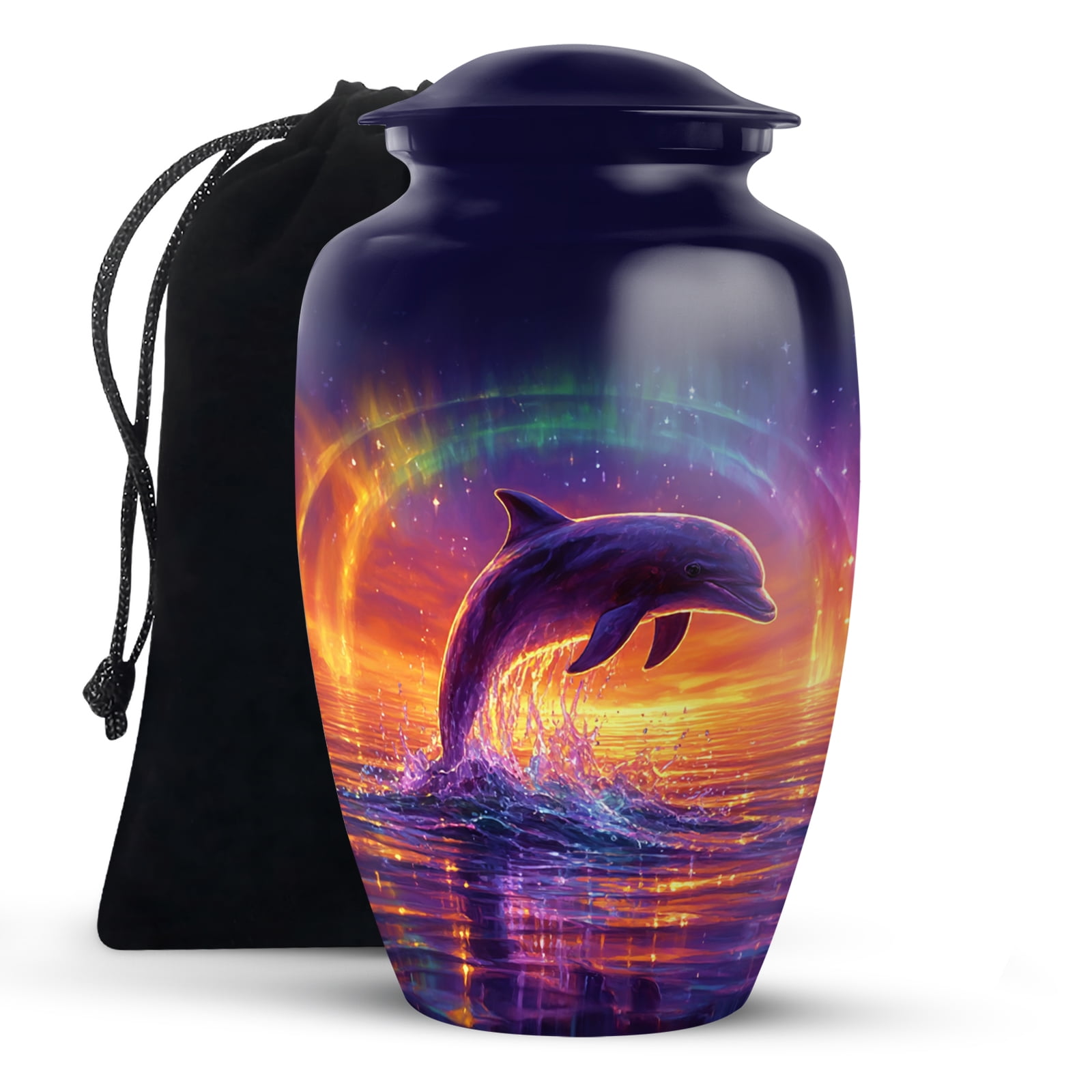 KARYLIZ Dolphin Ocean Urn - Large Funeral & Burial Urns for Female Mom & Dad - Deep Purple ...