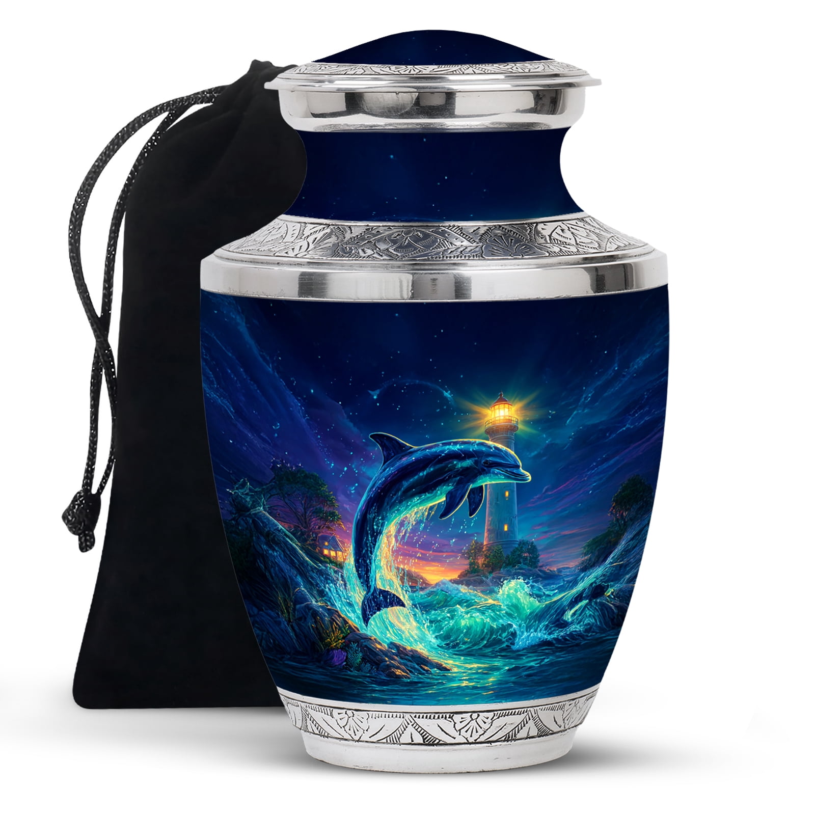KARYLIZ Dolphin Urn For Ashes For Women - 10 Inch - Ocean Lighthouse ...