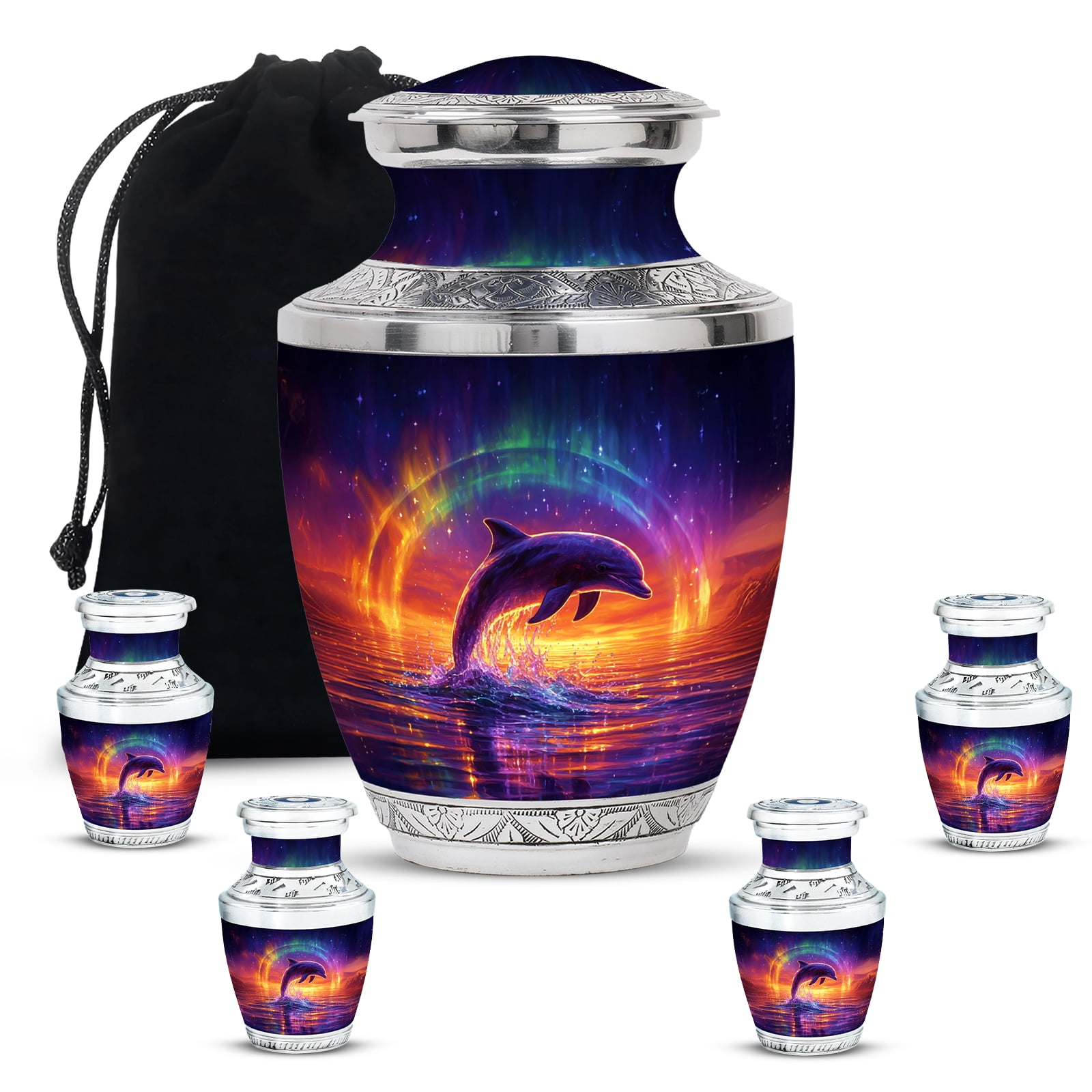 KARYLIZ Dolphin Urns For Human Ashes Adult Female, Aurora Ocean Urn For Ashes For Women, Deep ...