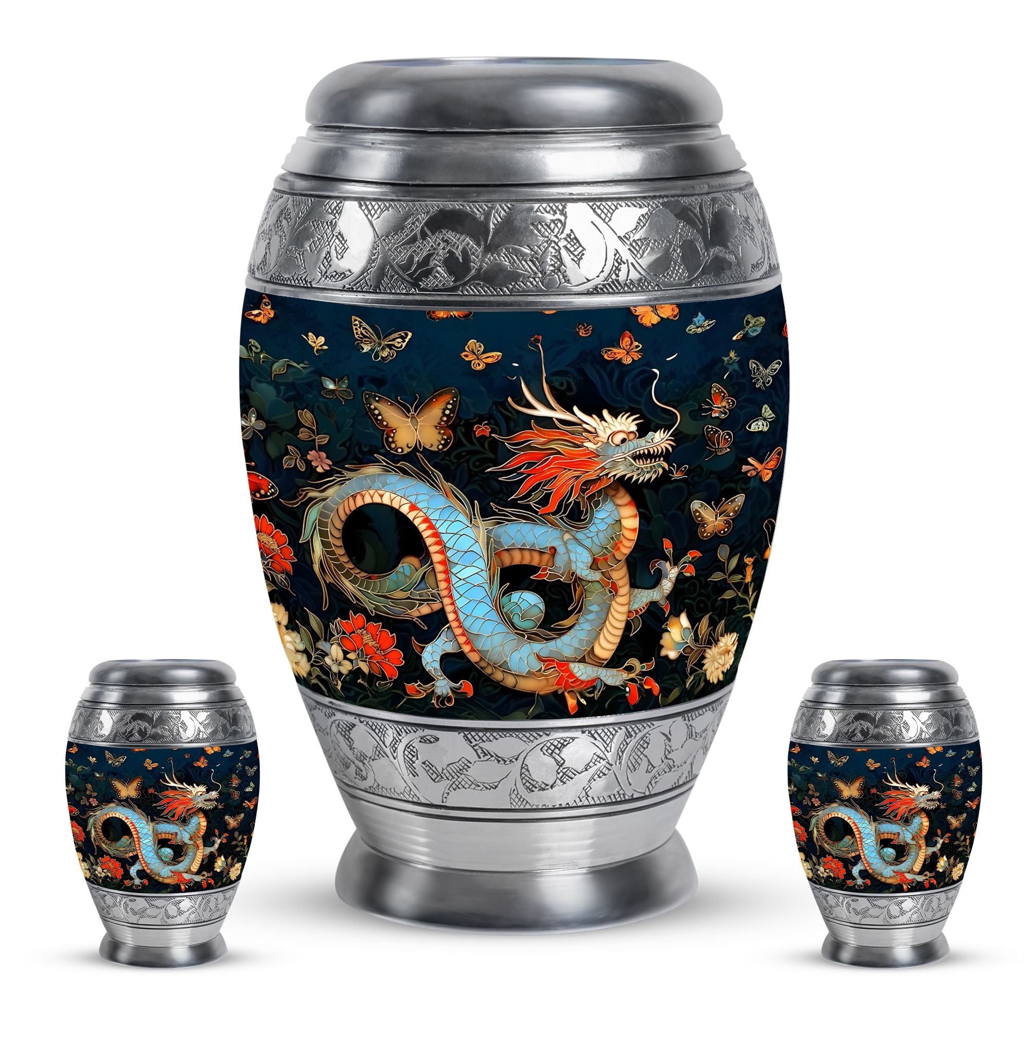 KARYLIZ Dragon Cremation Urns for Human Ashes - Black Large Urn & Small ...