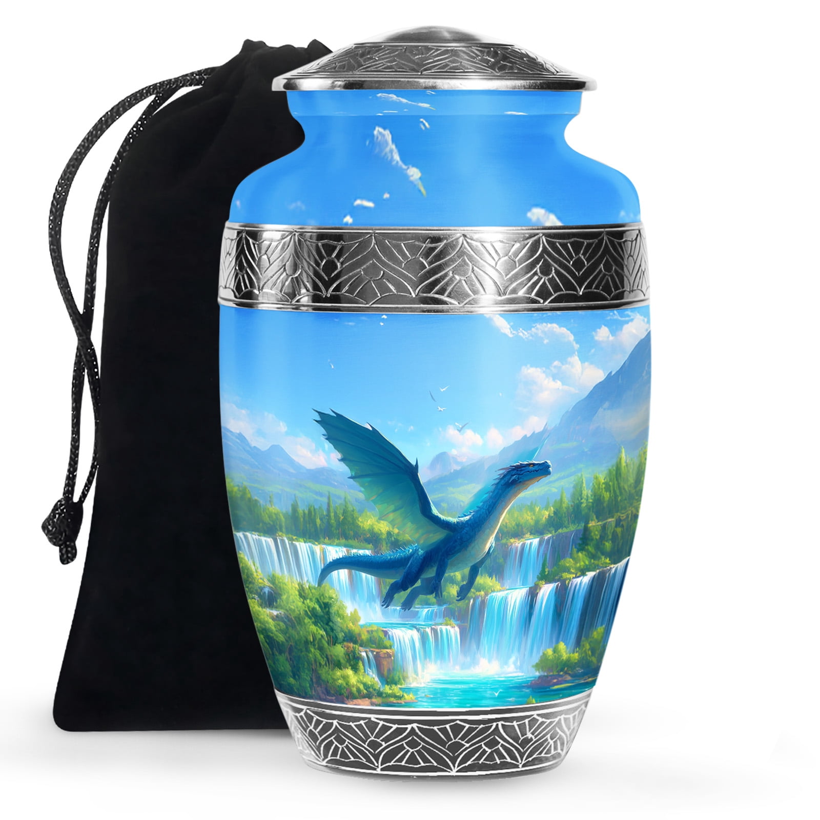 KARYLIZ Dragon Urns For Human Ashes Adult Man, Blue Memorial Urn for ...
