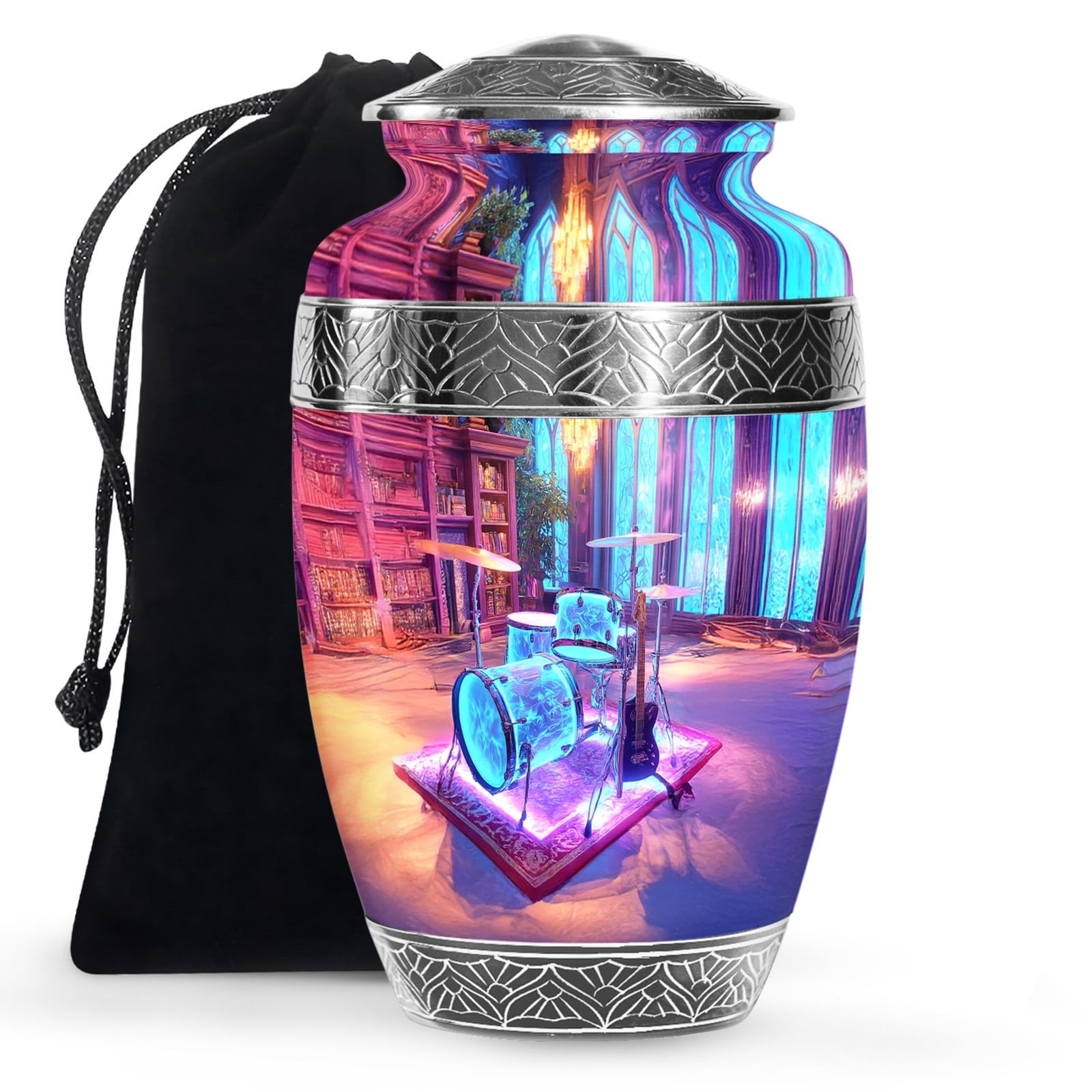 KARYLIZ Drum Set and Guitar Large Urn for Cremation Ashes - Burial Urns ...