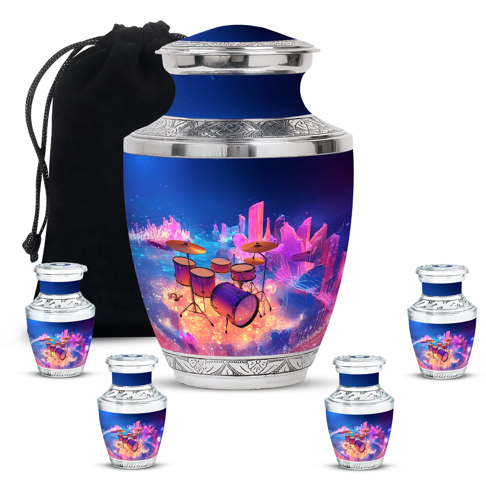 KARYLIZ Durms Urns for Ashes – Combo of 5 with 10 Inch Funeral Urn for ...