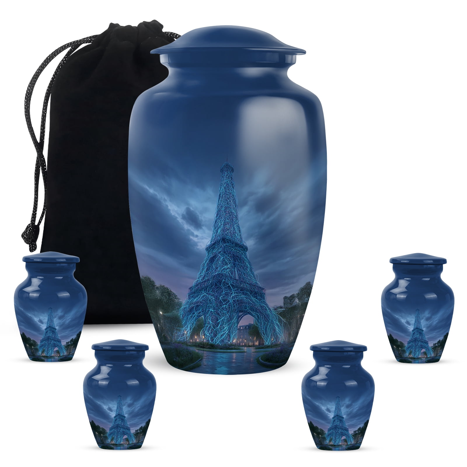 KARYLIZ Eiffel Tower Burial Urn for Ashes, Electric Nightscape Mini ...