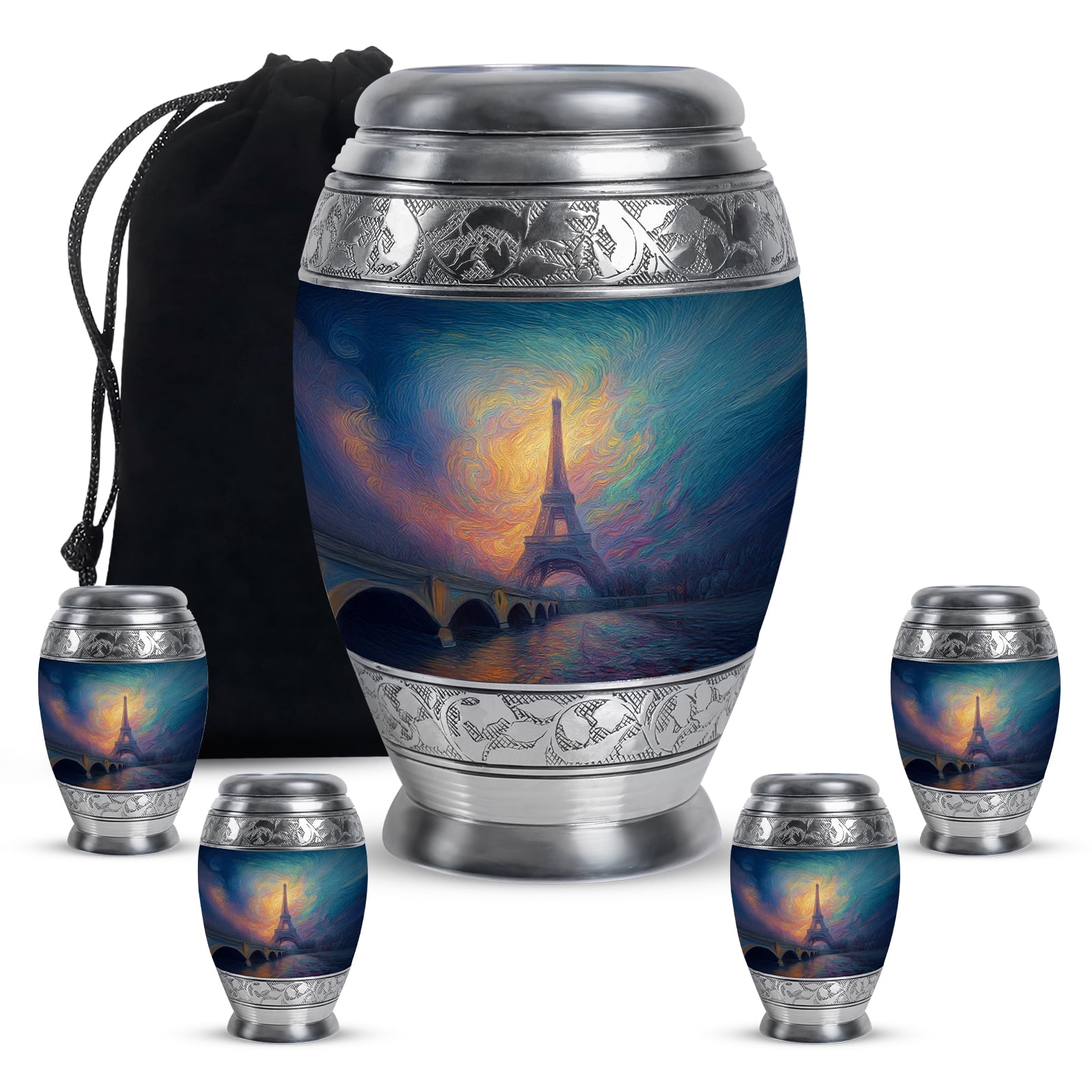 KARYLIZ Eiffel Tower Pet Cremation Urns, Blue Memorial Decorative Urn ...