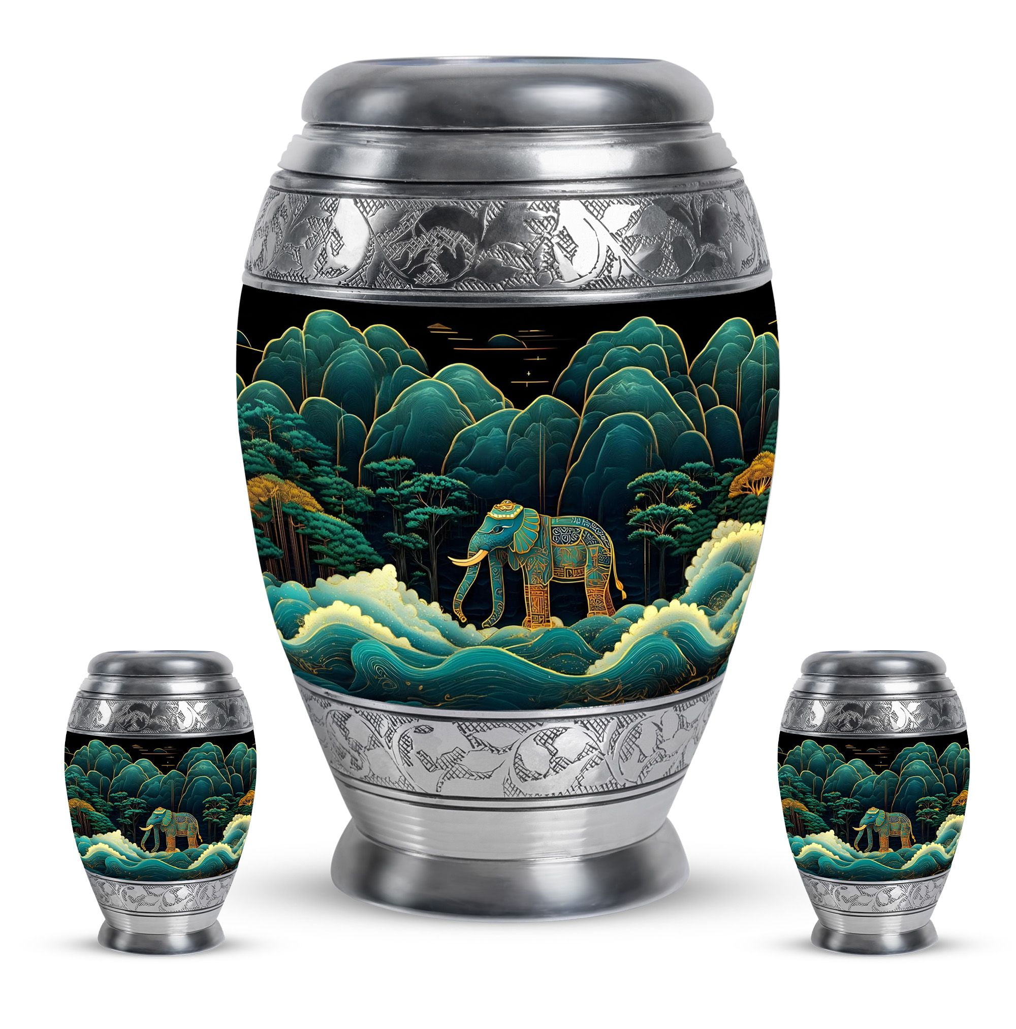 KARYLIZ Elephant Cremation Urn Human Ashes - Blue Memorial Urn with ...