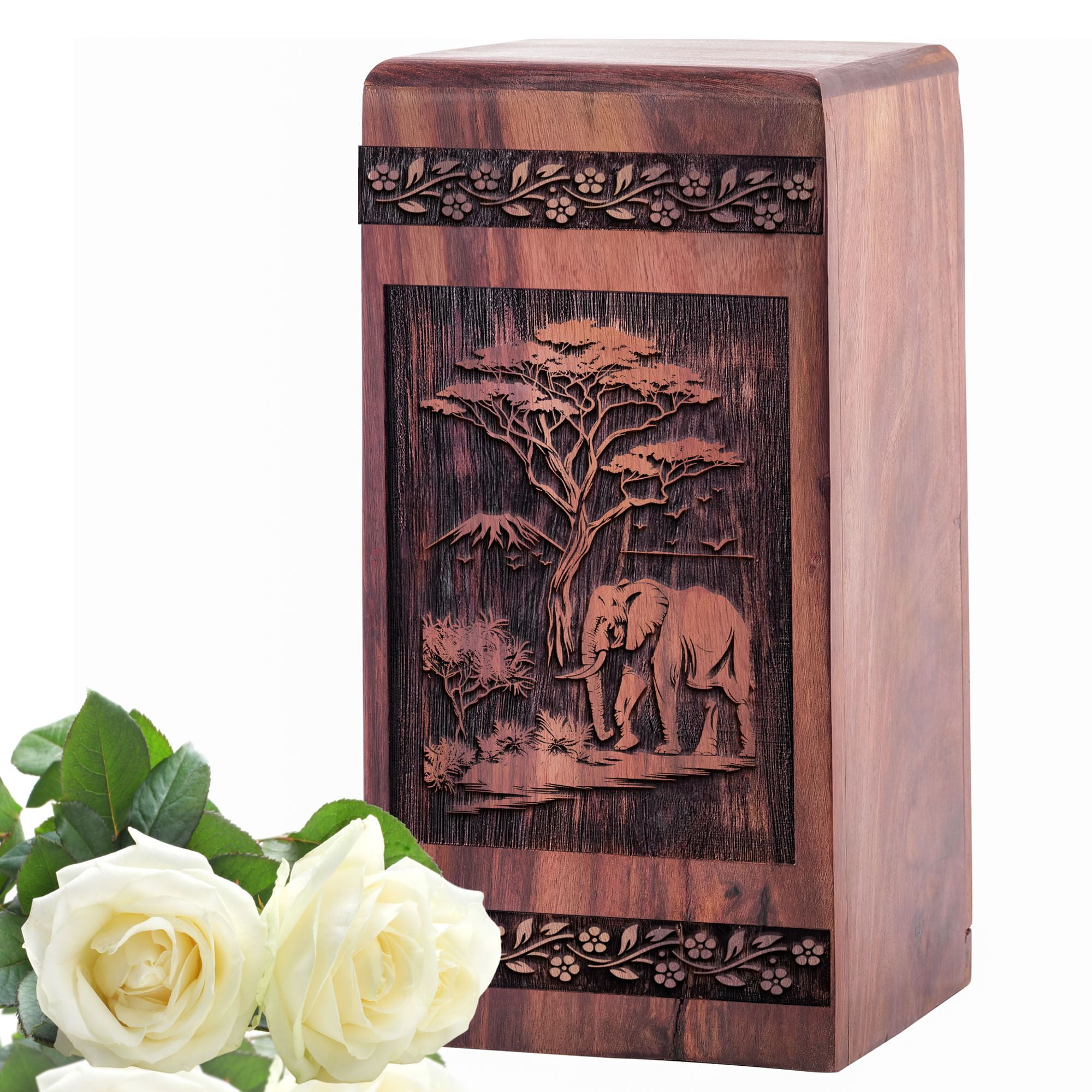 KARYLIZ Elephant Large Wooden Urn For Ashes Adult Female Funeral ...