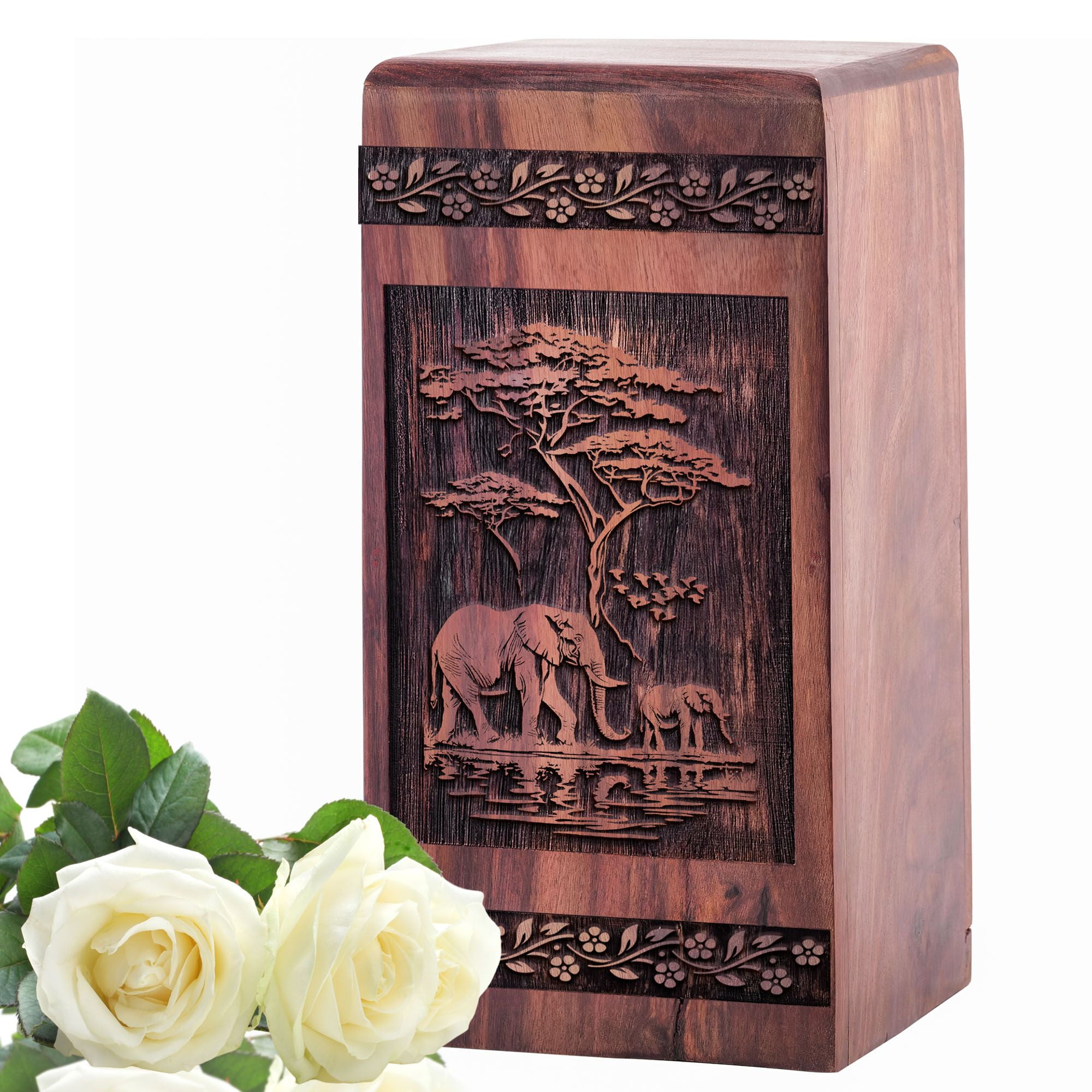 KARYLIZ Elephant Wooden Cremation Urn For Human Ashes Adult Male ...