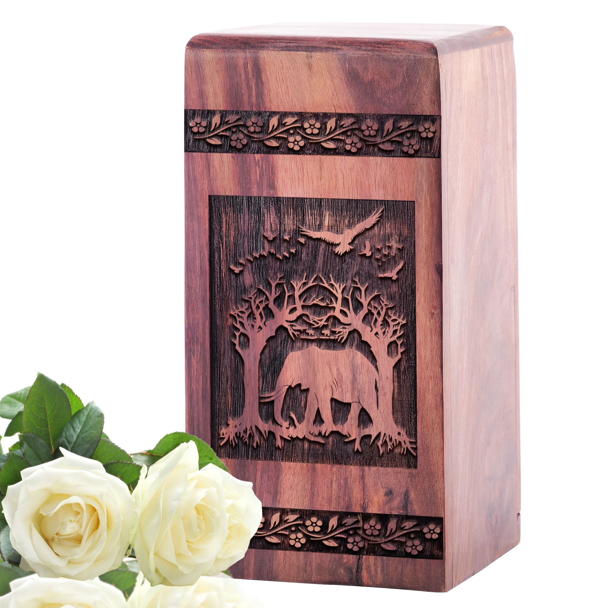 KARYLIZ Elephant Wooden Urns 8-Inch - Cremation Urns For Adult Ashes ...