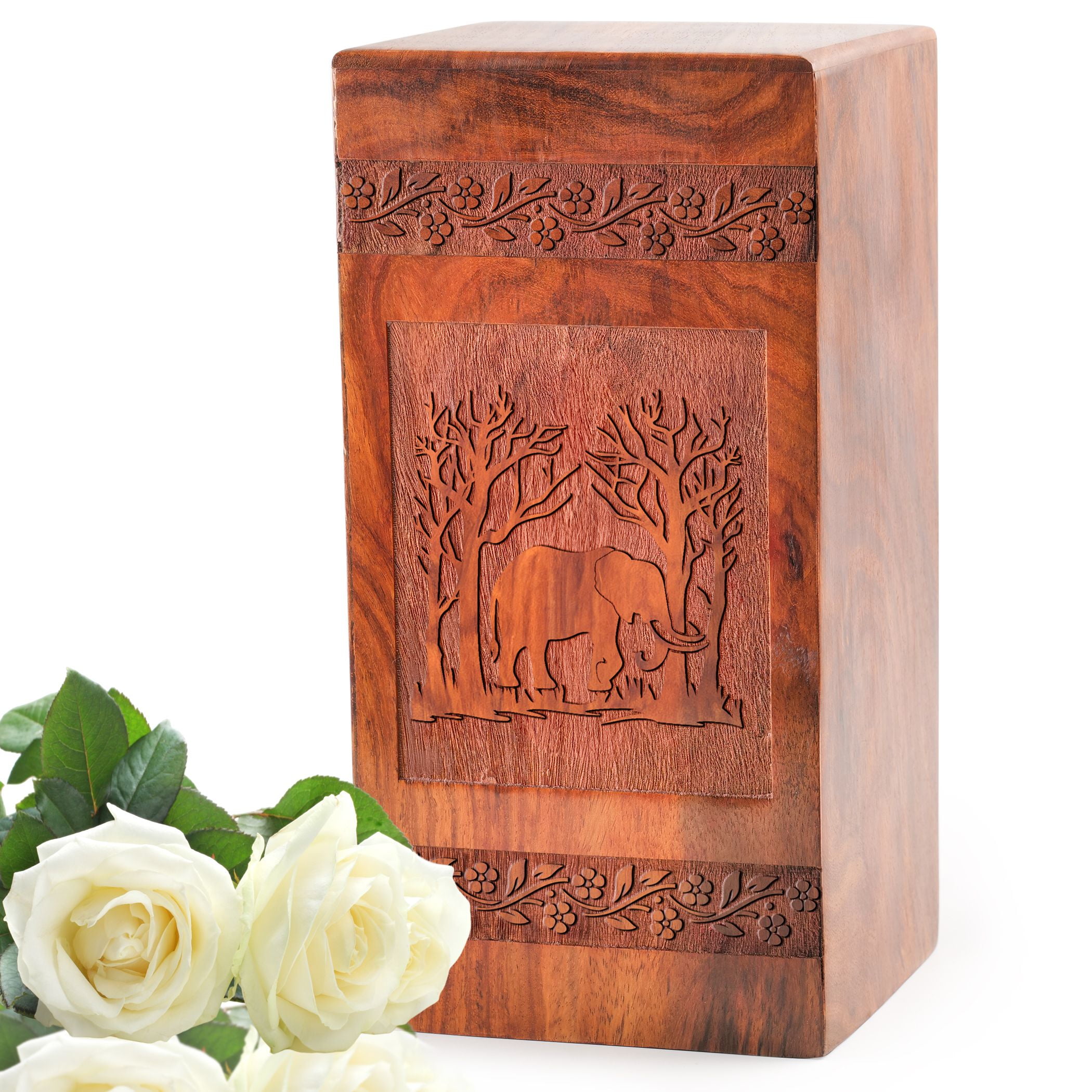 KARYLIZ Elephant Wooden Urns - Cremation Urns For Adult Ashes - Wooden ...