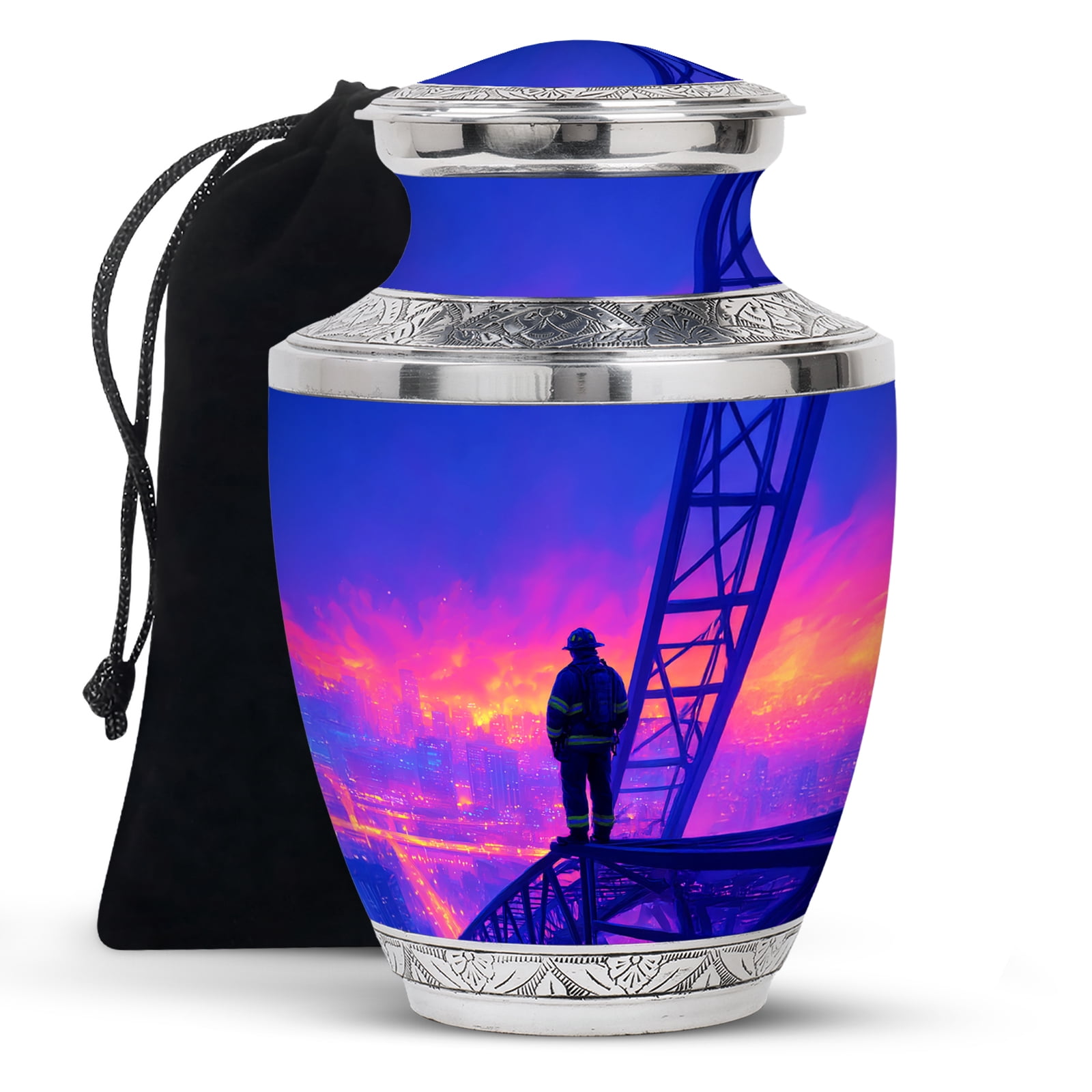 KARYLIZ Fire Fighter Cremation Urn For Ashes Adult Male - Large Sunrise ...