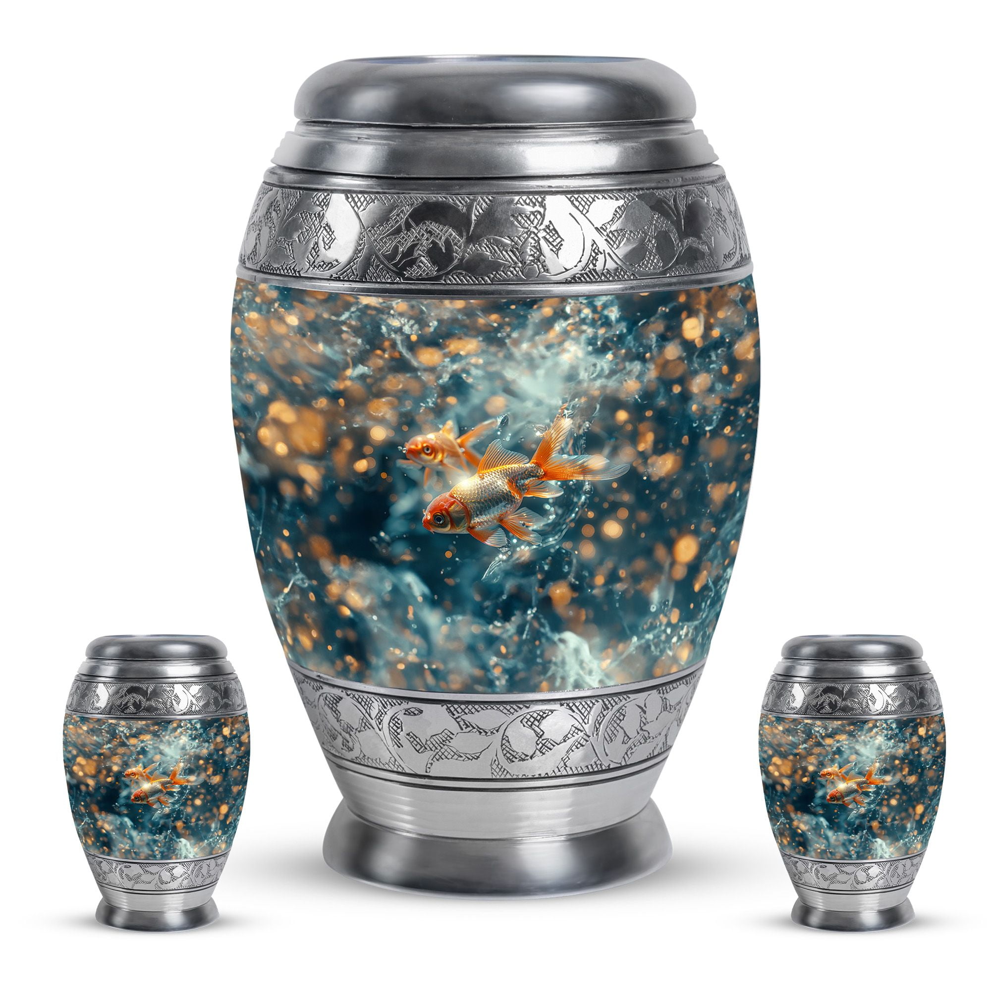 KARYLIZ Fish Cremation Boxes for Human Ashes - Blue Large Burial Beach ...