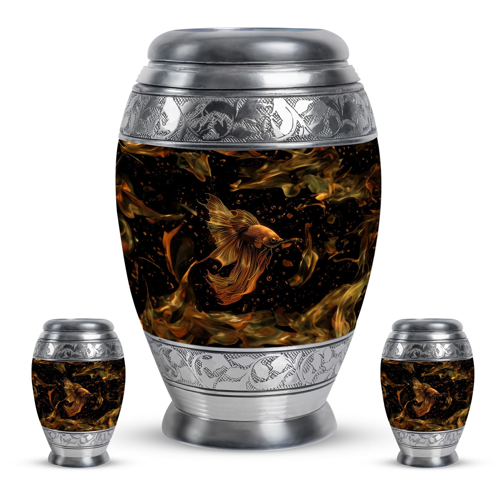 KARYLIZ Fish Urn - Golden Large Decorative Urn, Small Keepsake Urn ...
