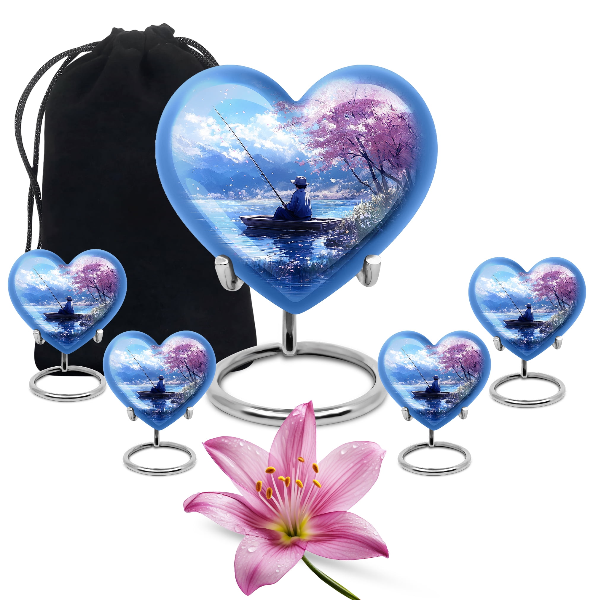 KARYLIZ Fishing Heart Cremation Keepsakes For Ashes, Heart Cremation ...