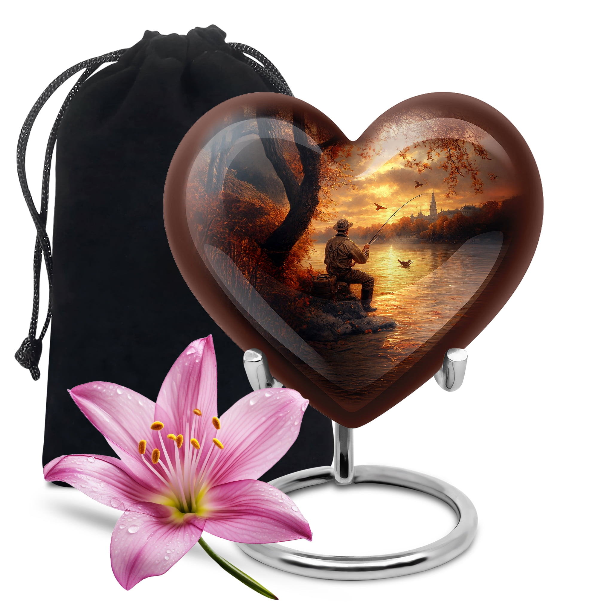 KARYLIZ Fishing Heart Cremation Urns For Men, Urn for Ashes, Large Urns ...