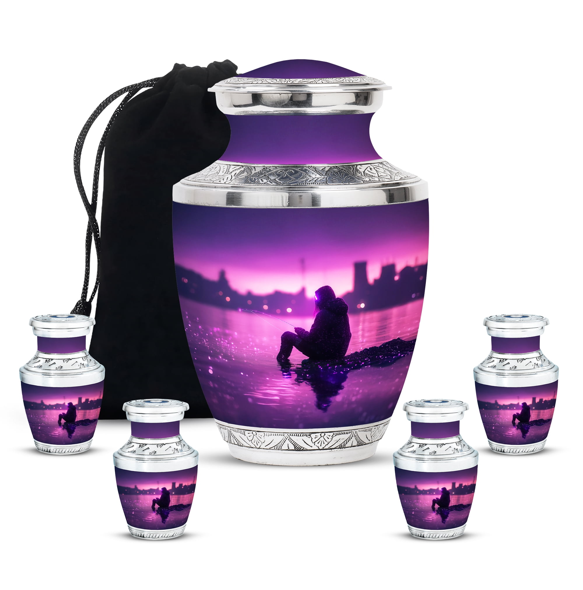 KARYLIZ Fishing Keepsake Urns For Human Ashes Set, Cremation Funeral ...
