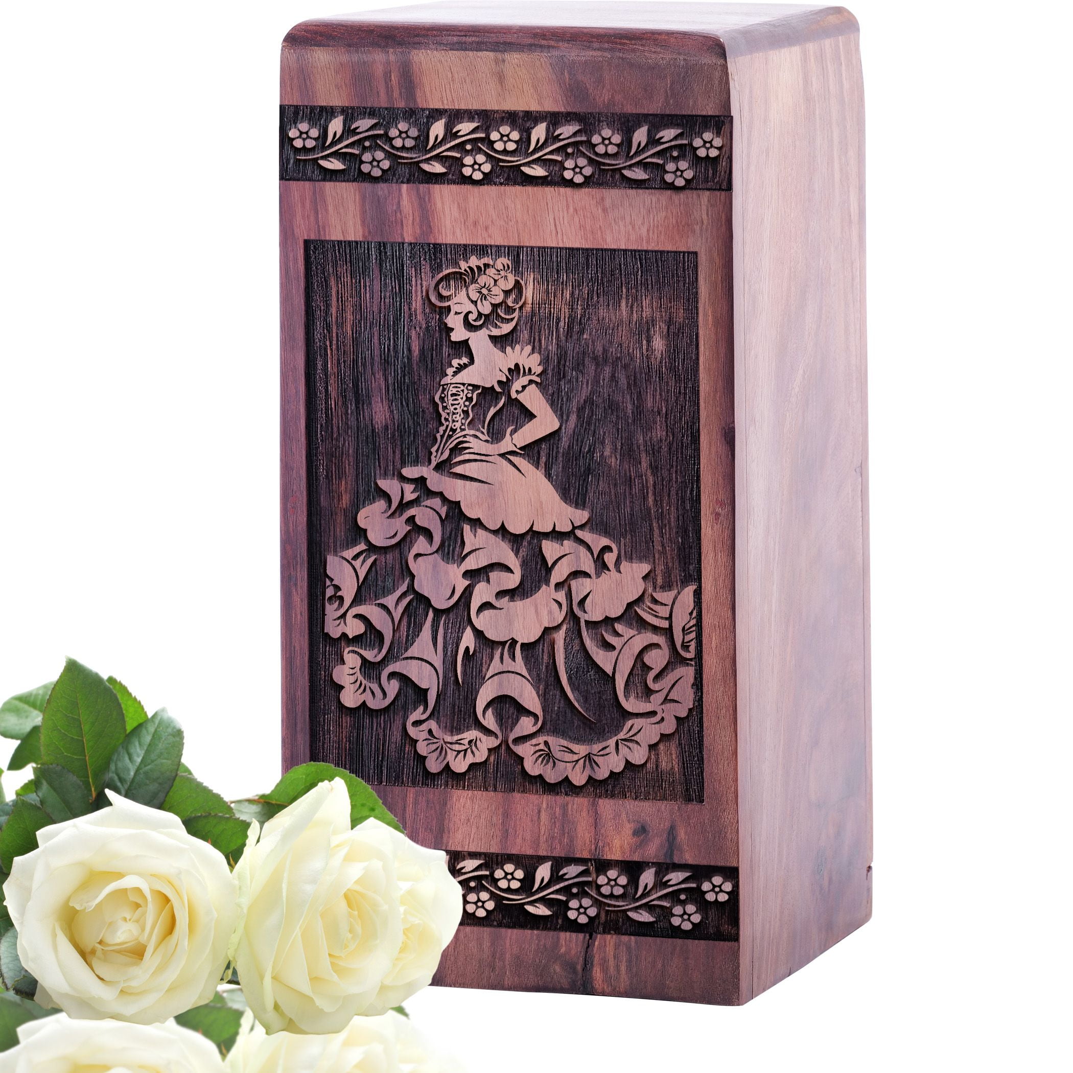 KARYLIZ Flamenco Dancer Cremation Urns Wooden - Adult Urn - Decorative ...