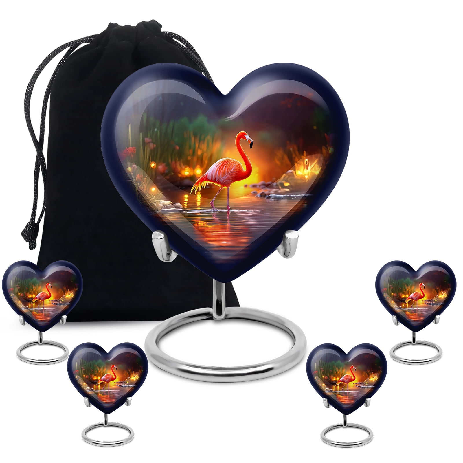 KARYLIZ Flamingo Memorial Urn for Family, Cremation Keepsake Box ...