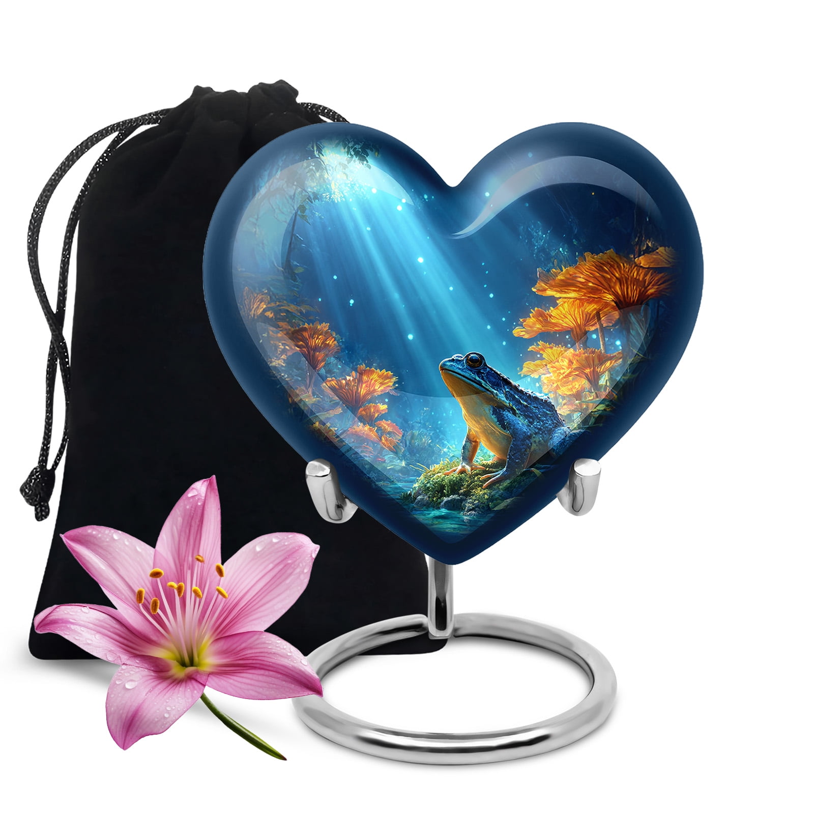 KARYLIZ Frogs Cremation Urn for Ashes Mom & Dad - Blue Urn for Adult ...