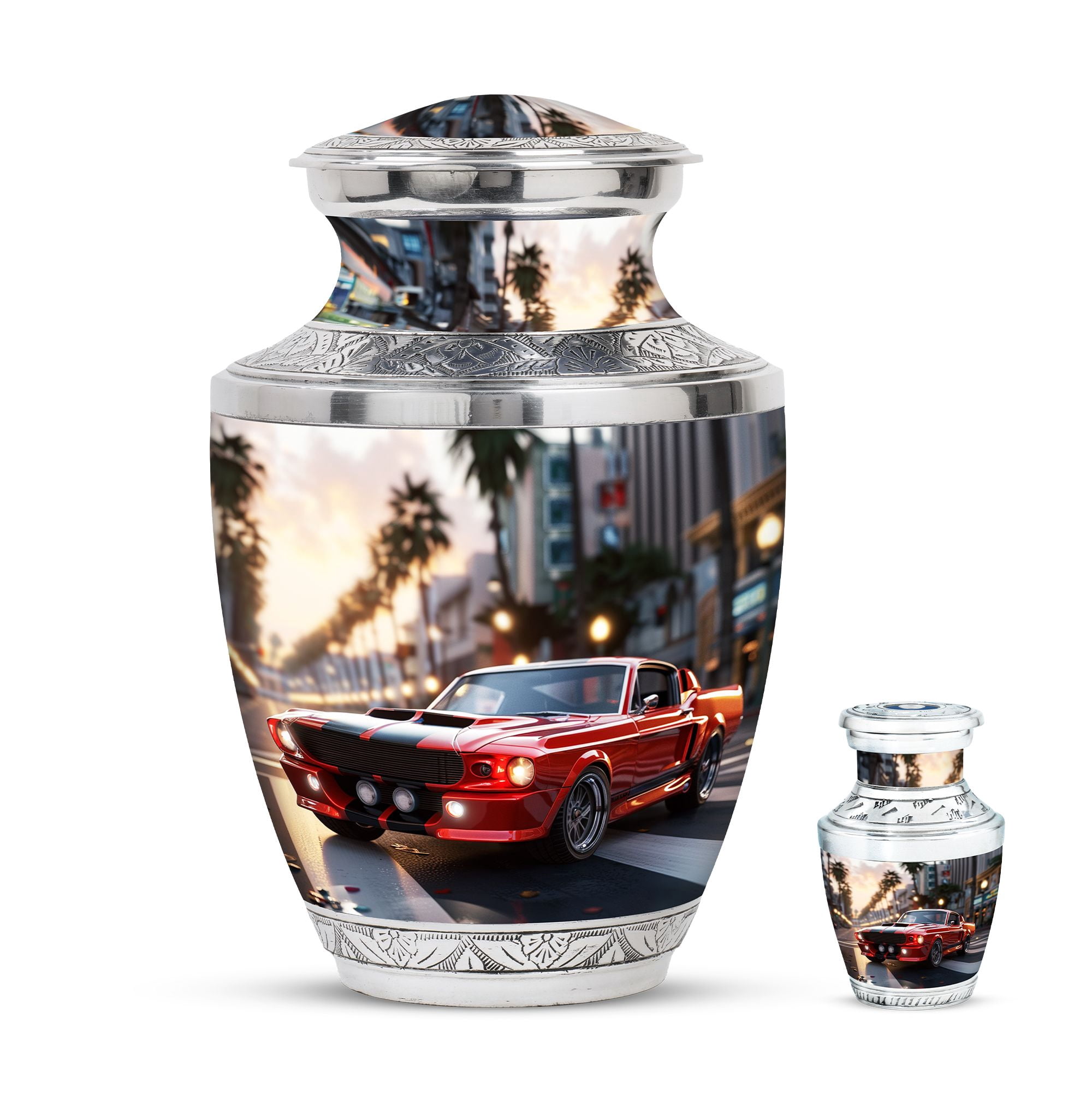 KARYLIZ Golden Era Glow Car Small Urn - Large Urns for Ashes Adult Male ...