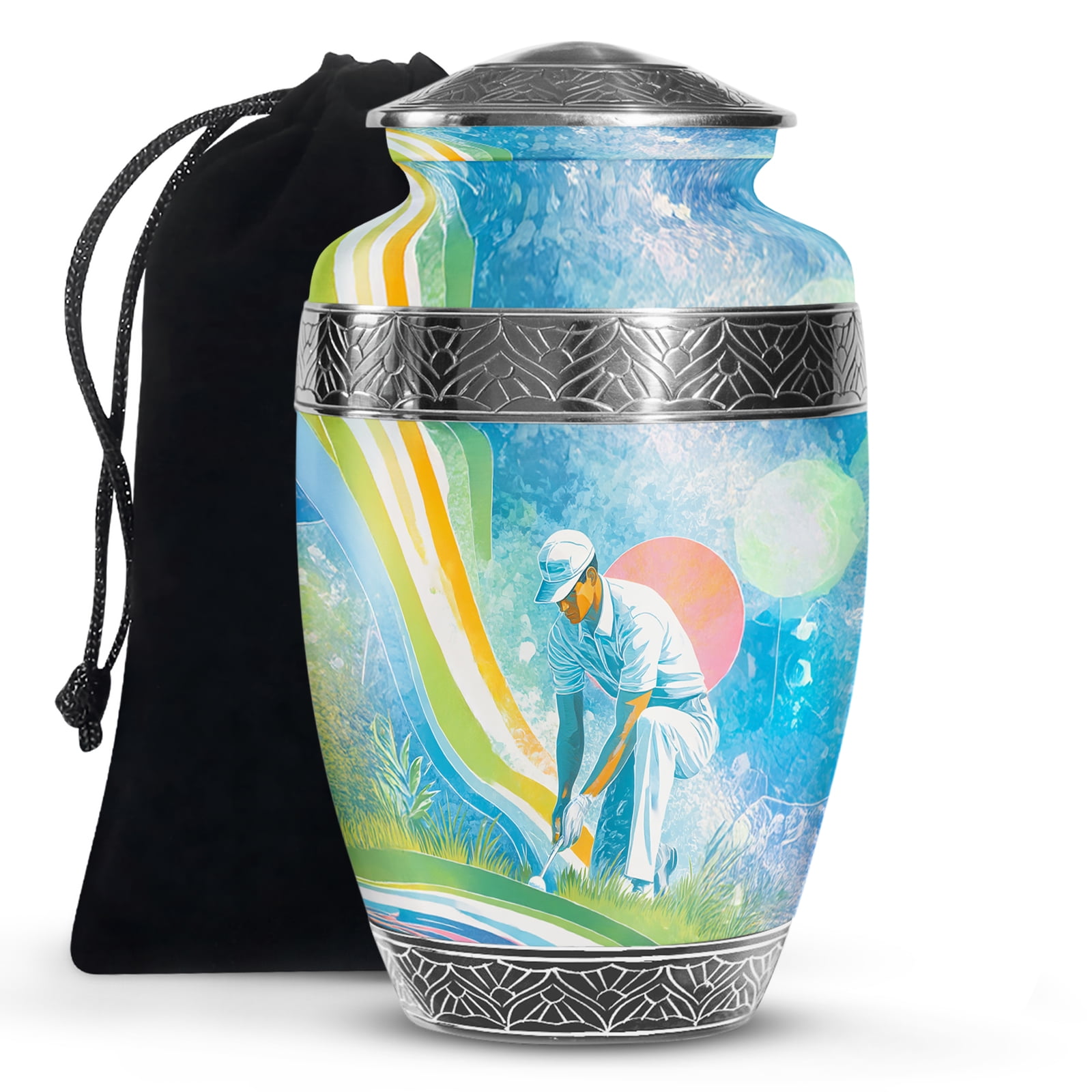 KARYLIZ Golf Ball Cremation Urns For Human Ashes Adult Man - Large Blue ...
