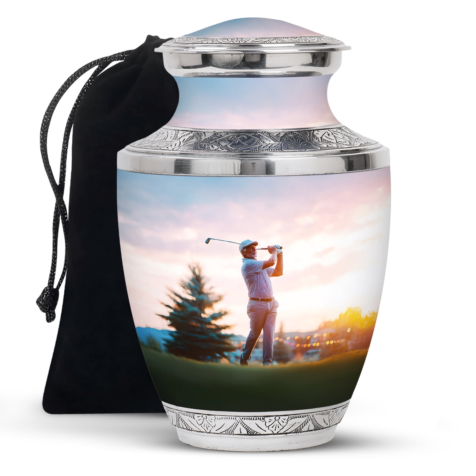 KARYLIZ Golf Ball Funeral Urns For Adult Ashes Men - Sunset White Large ...